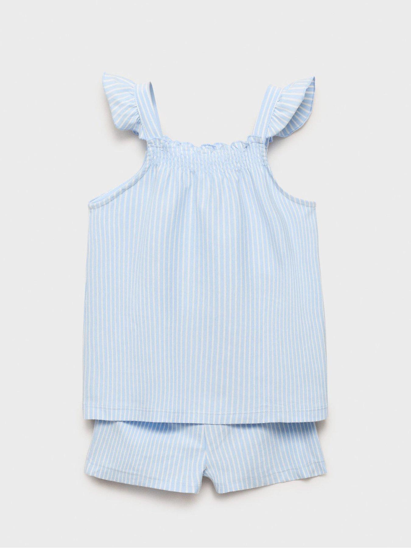 Mango Younger Girls Stripe Shorty Pyjamas - Blue | Very