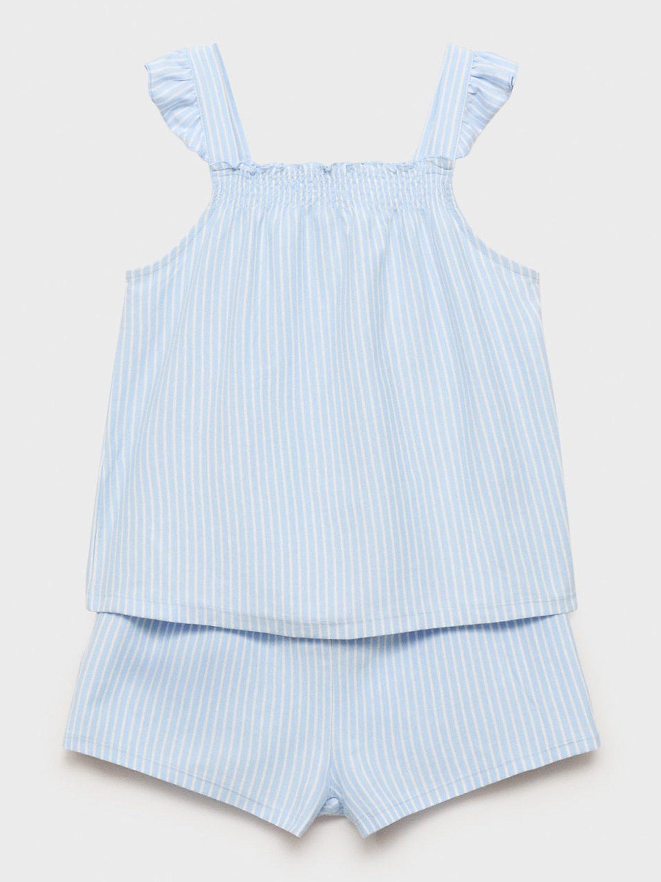 Mango Girls Stripe Shorty Pyjamas - Blue | Very