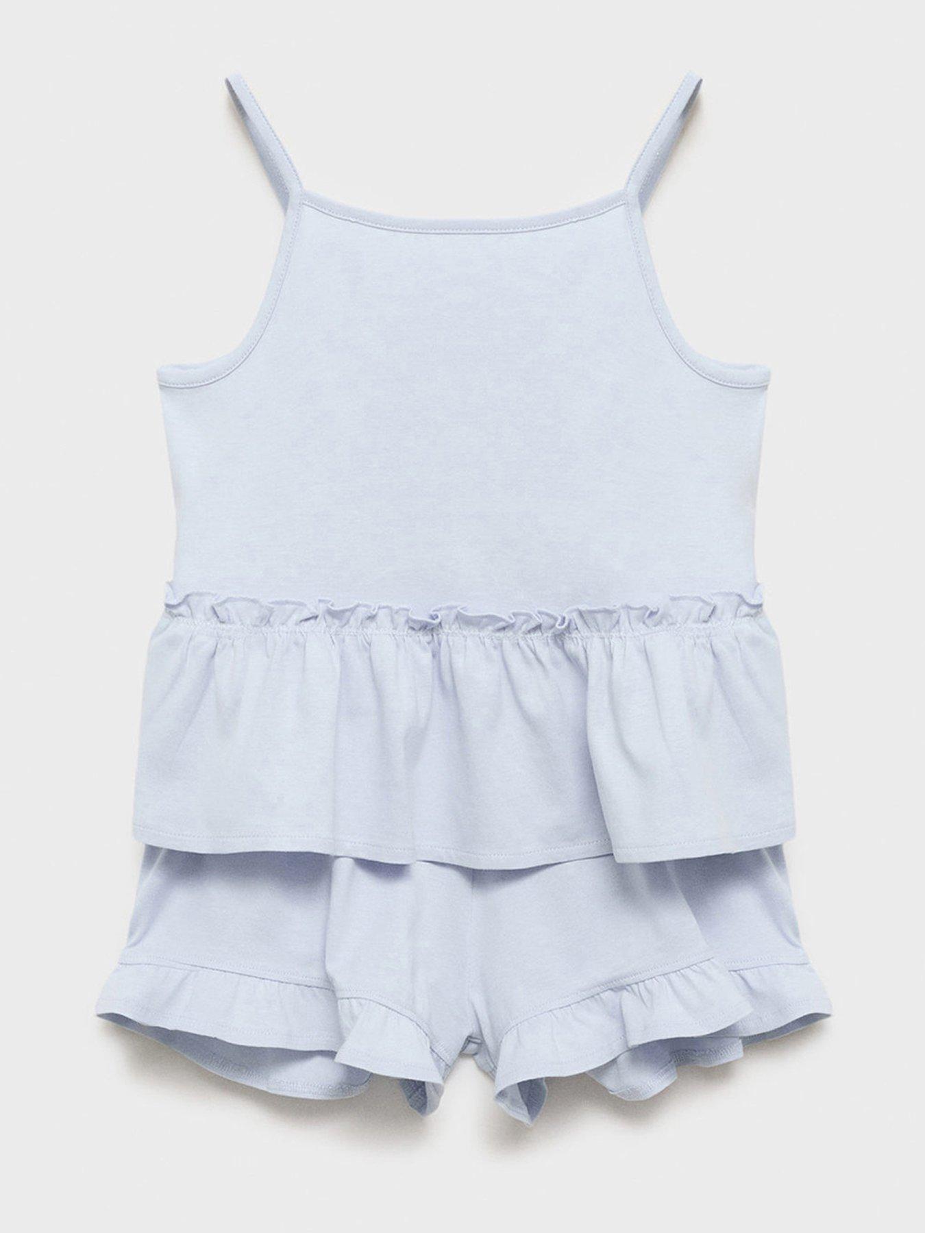 Mango Girls Frill Strappy Shorty Pyjamas - Blue | Very