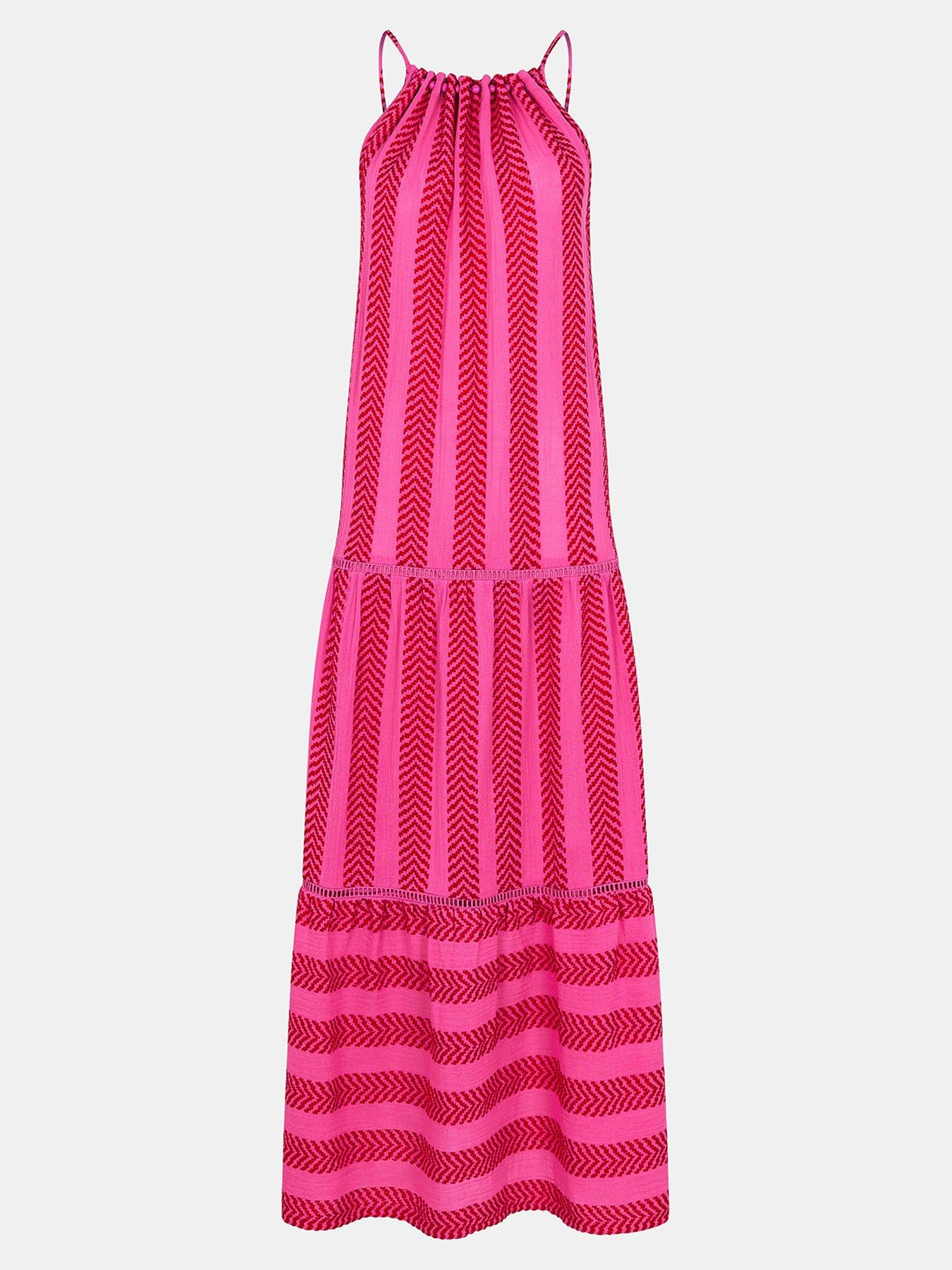 Accessorize Sleeveless Jacquard Maxi Dress - Pink/Red | Very