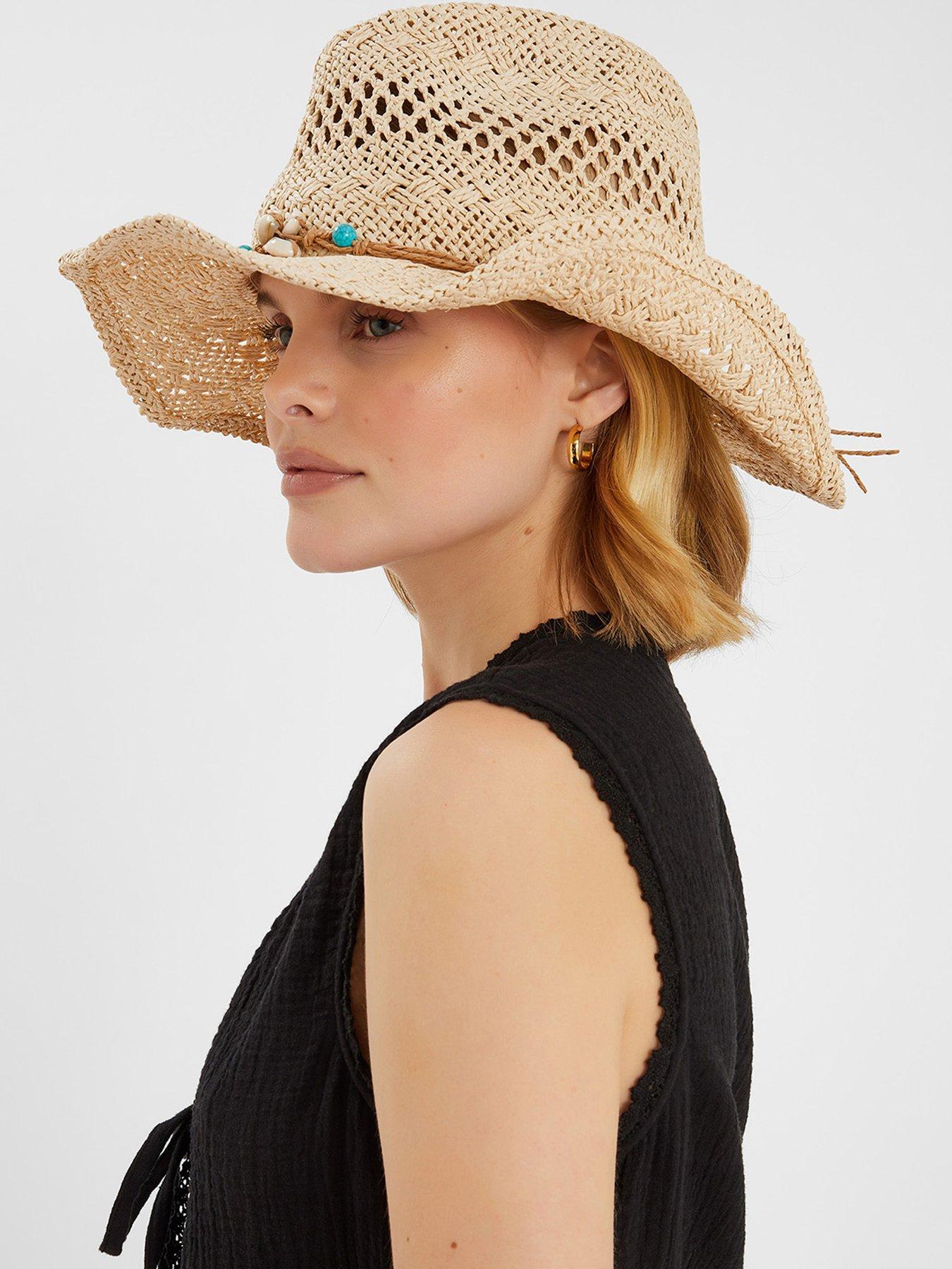 Accessorize Shell Bead Trim Stetson Hat - Natural | Very