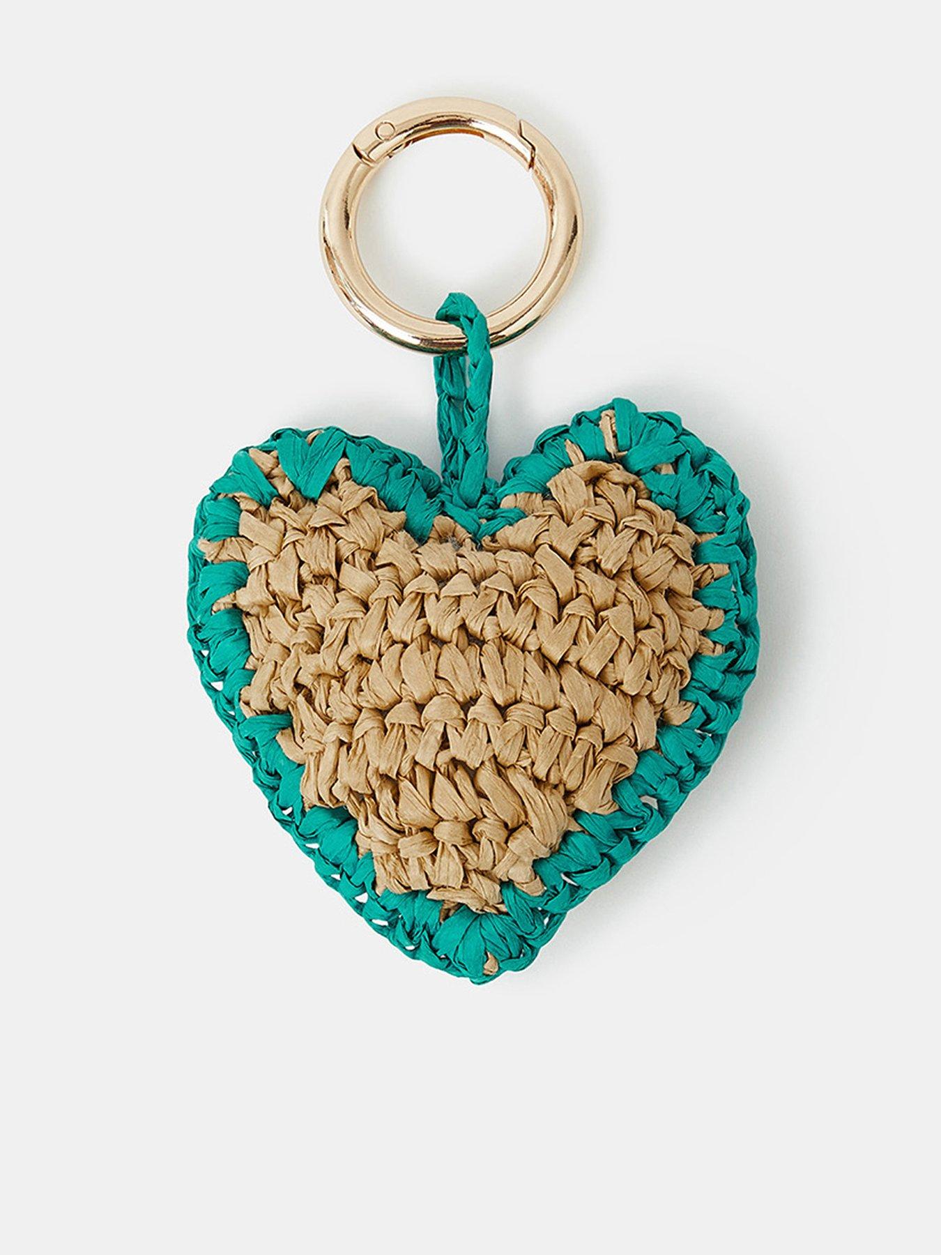 Accessorize Raffia Heart Bag Charm - Natural | Very