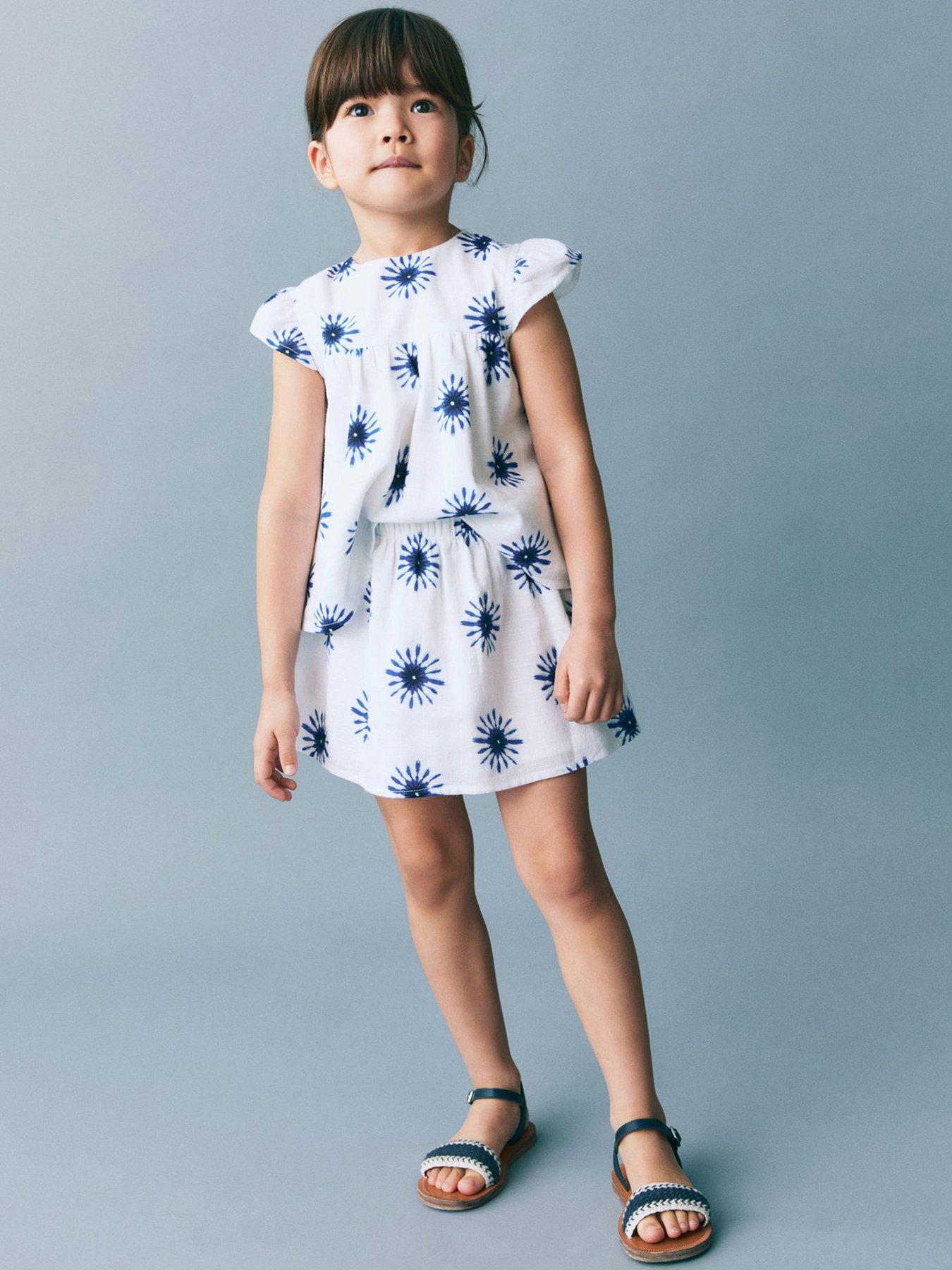 Mango Younger Girls Sol Co-Ord Blouse - White/Blue | Very