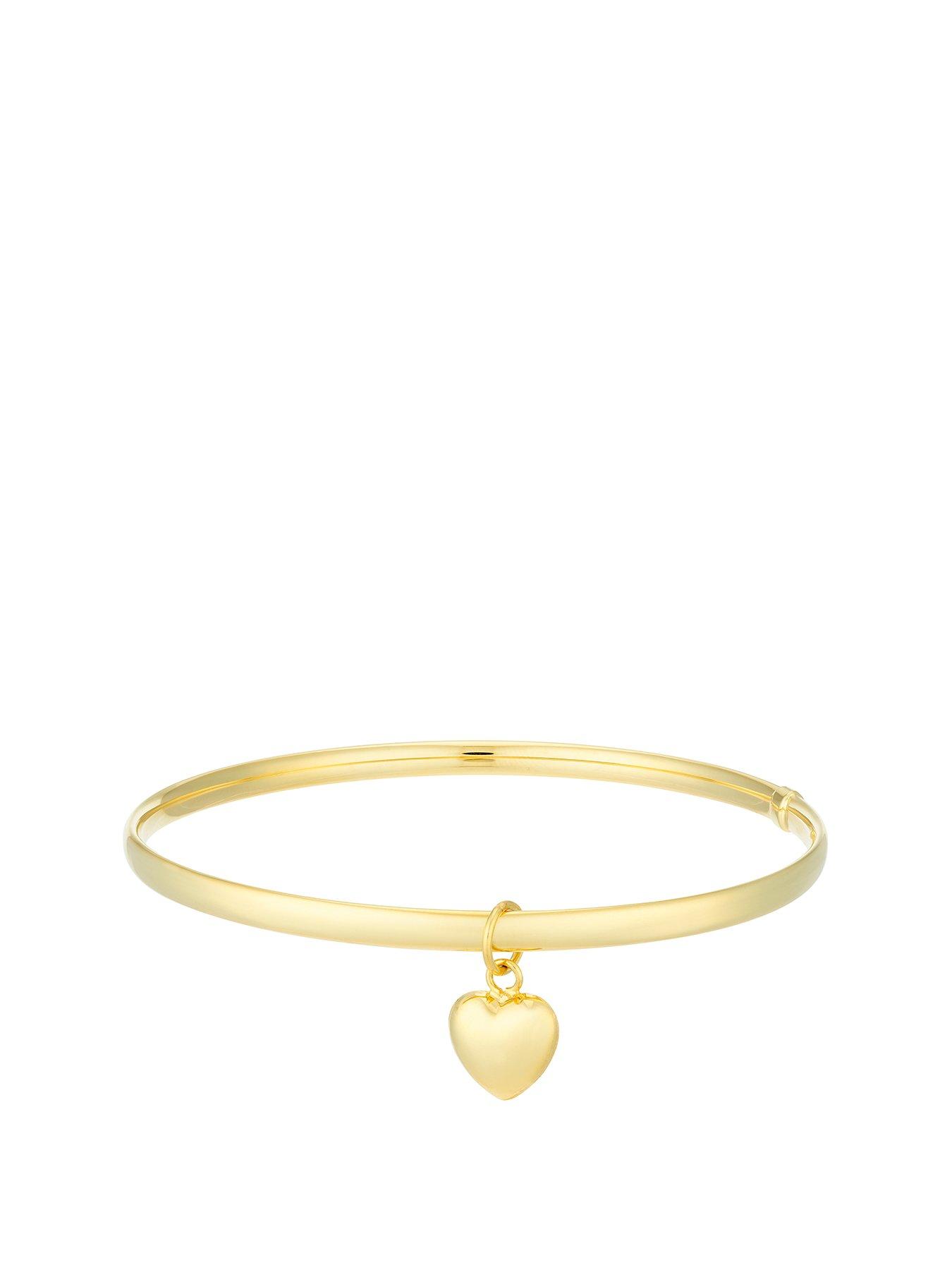 H. Samuel 9ct Yellow Gold Bracelet. Bangle with Heart Charm | Very