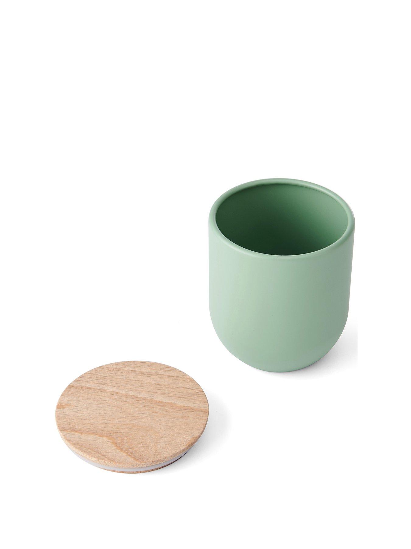 KitchenCraft Idilica Set of 3 Green Storage Jars with Beechwood Lids | Very