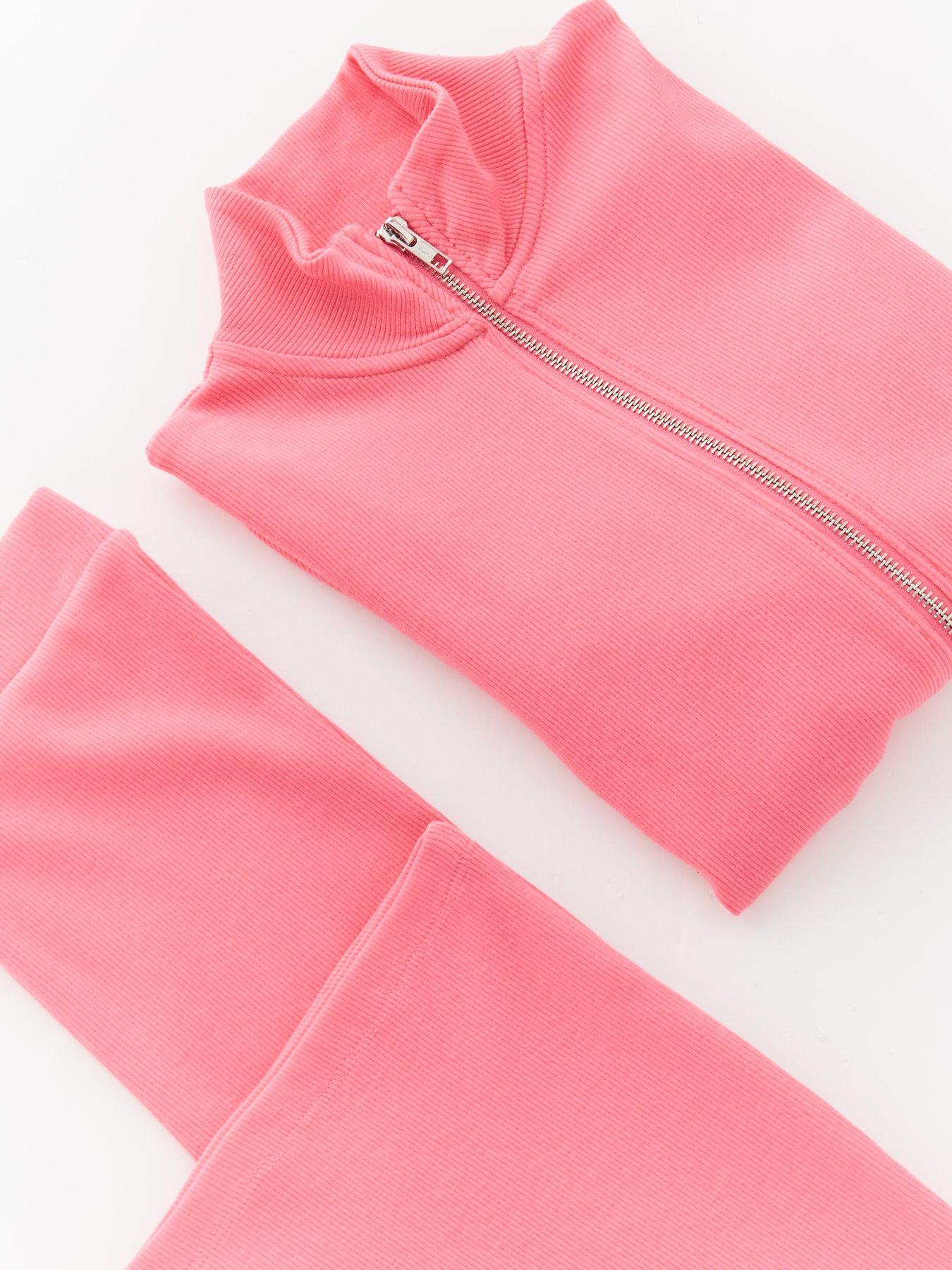 V by Very Girls Zip Up Rib Long Sleeve Top And Flare Leggings Set ...
