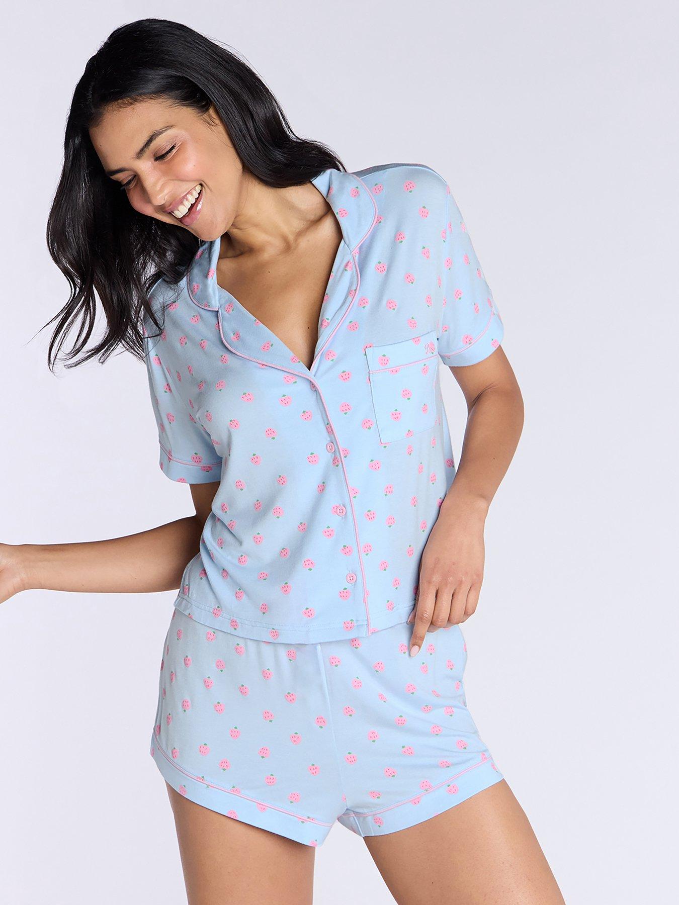 Boux Avenue Strawberry Modal Short Sleeve Pyjama Set - Powder Blue | Very