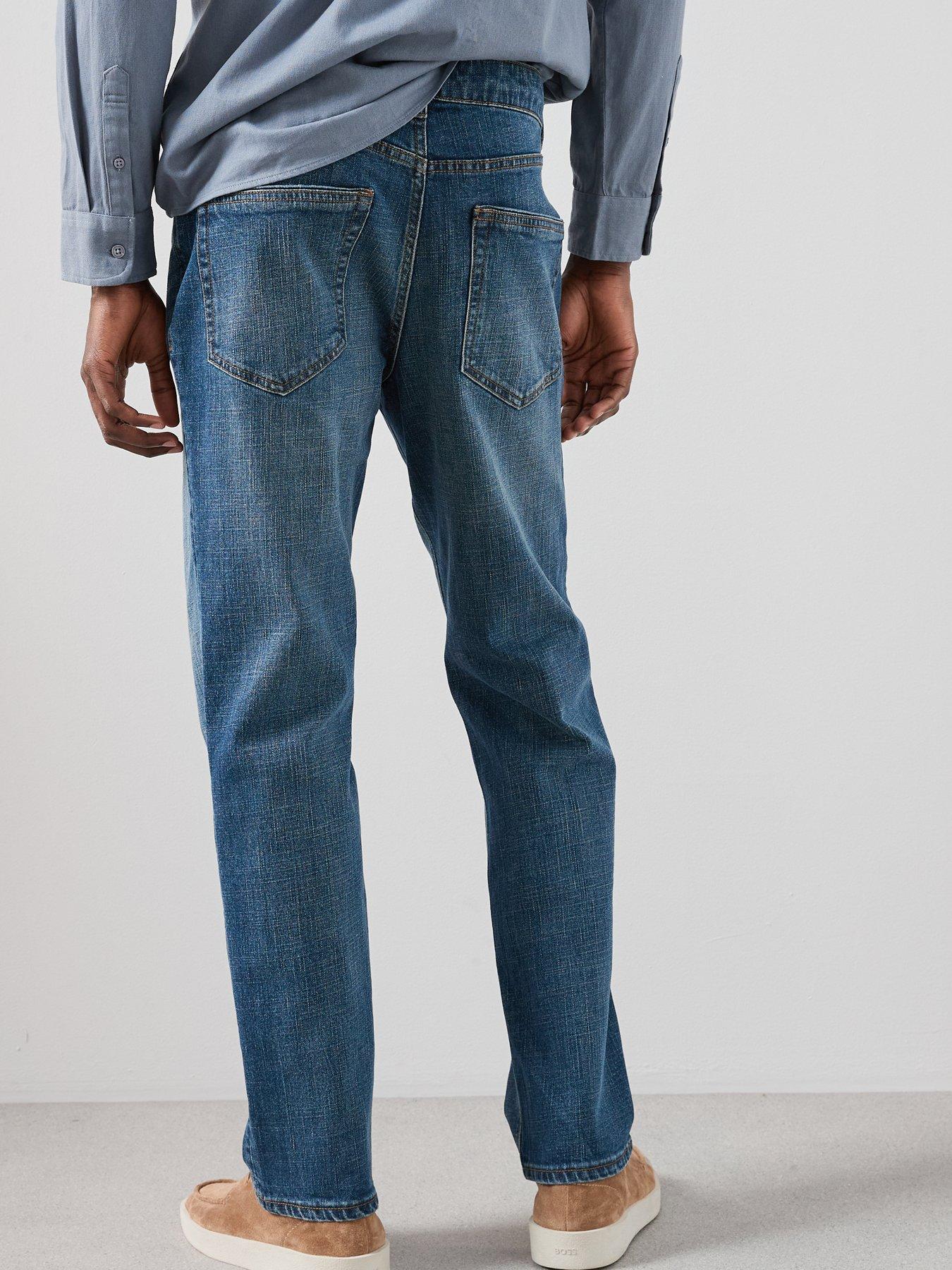 The Very Collection Cross Hatch Straight Fit Jean - Mid Wash Blue | Very