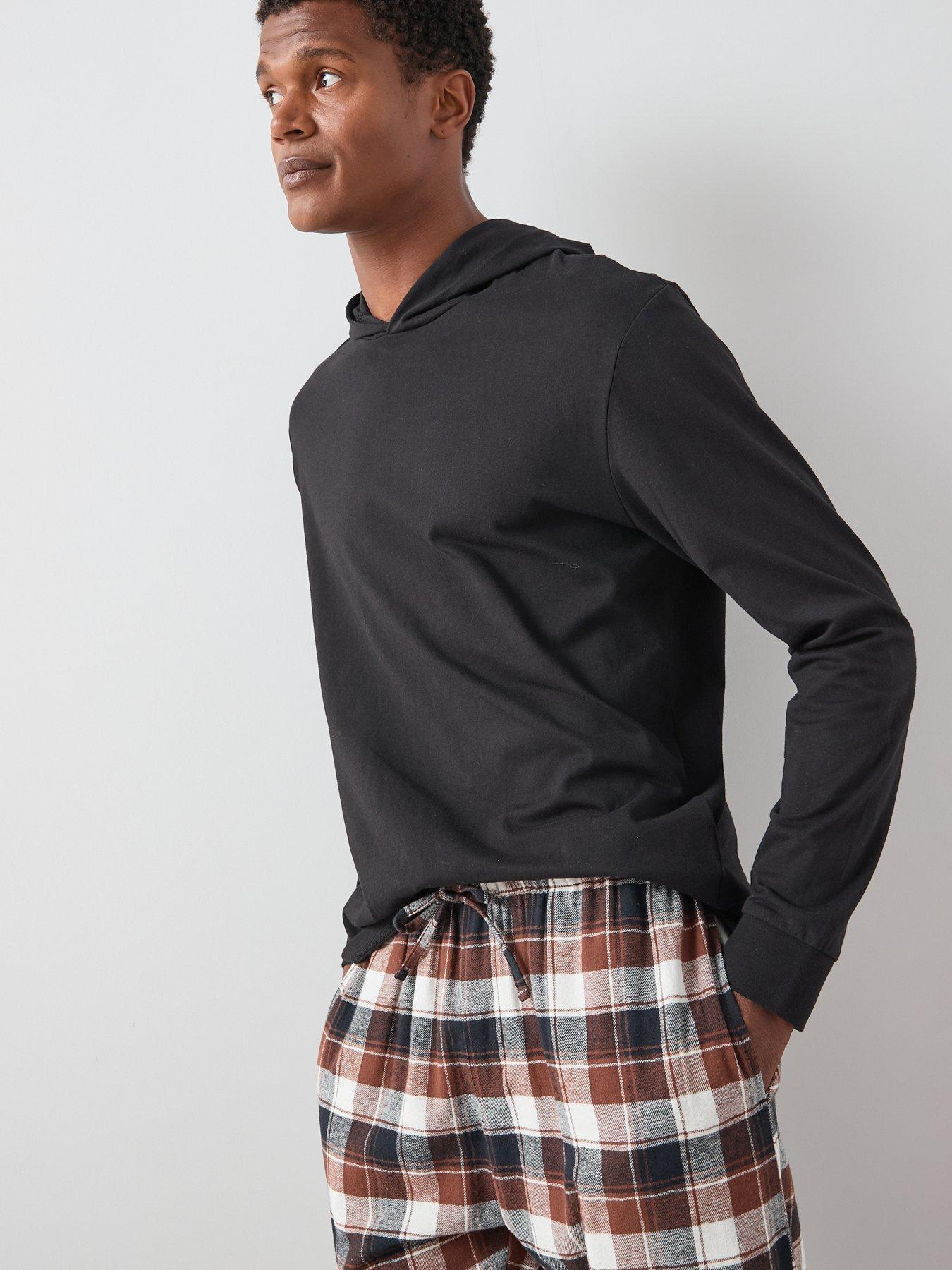 The Very Collection Hooded Brushed Check Lounge Set - Brown Check/Grey ...