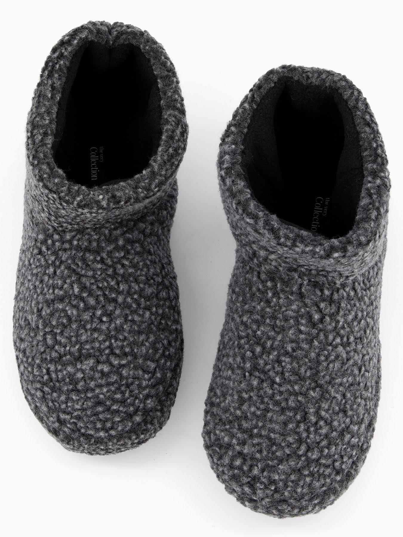 The Very Collection Borg Slipper Boot - Charcoal | Very