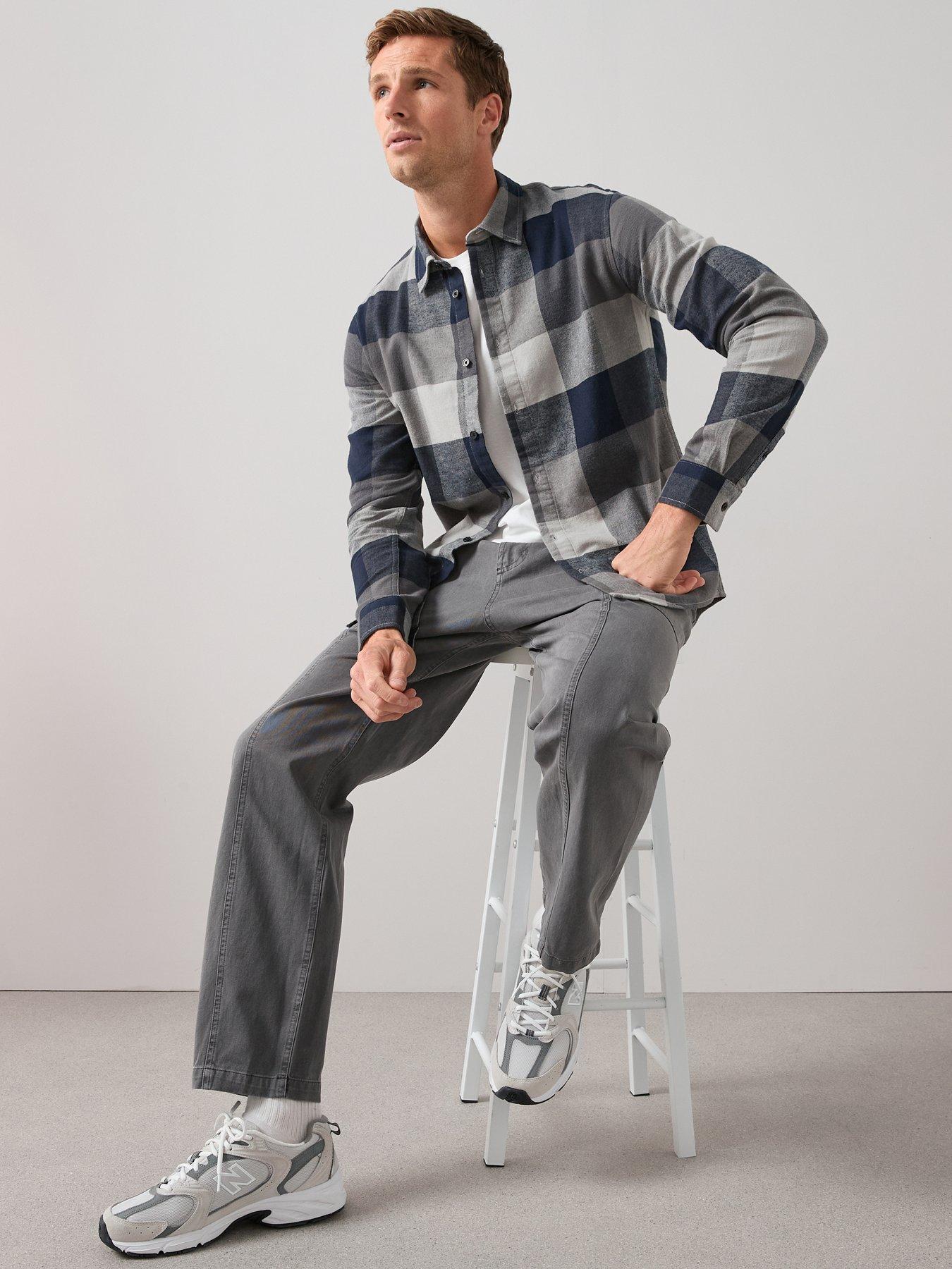 The Very Collection Washed Twill Trousers - Charcoal | Very