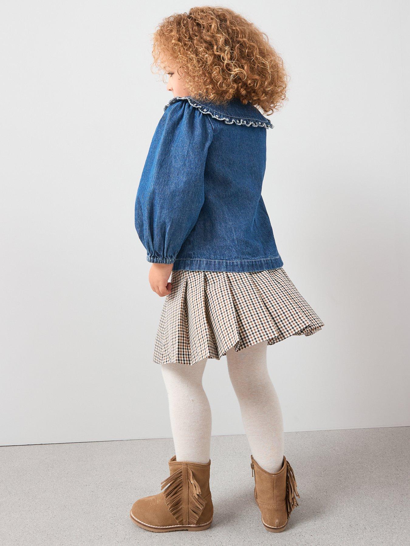 Mini V by Very Girls Denim Embroidered Collar Shirt - Blue | Very
