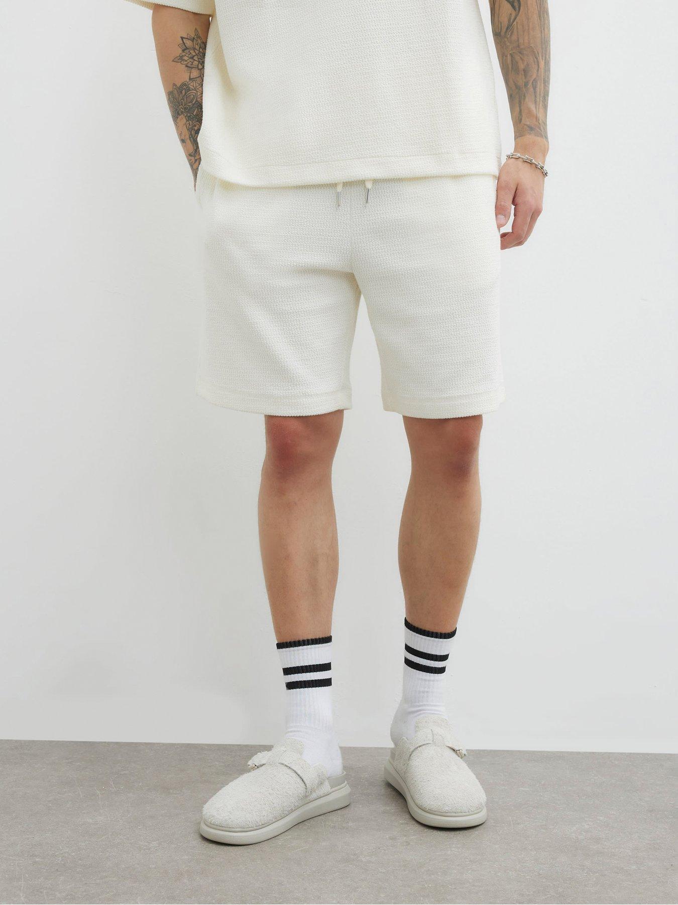 River Island Regular Fit Textured Crinkle Shorts - Cream | Very