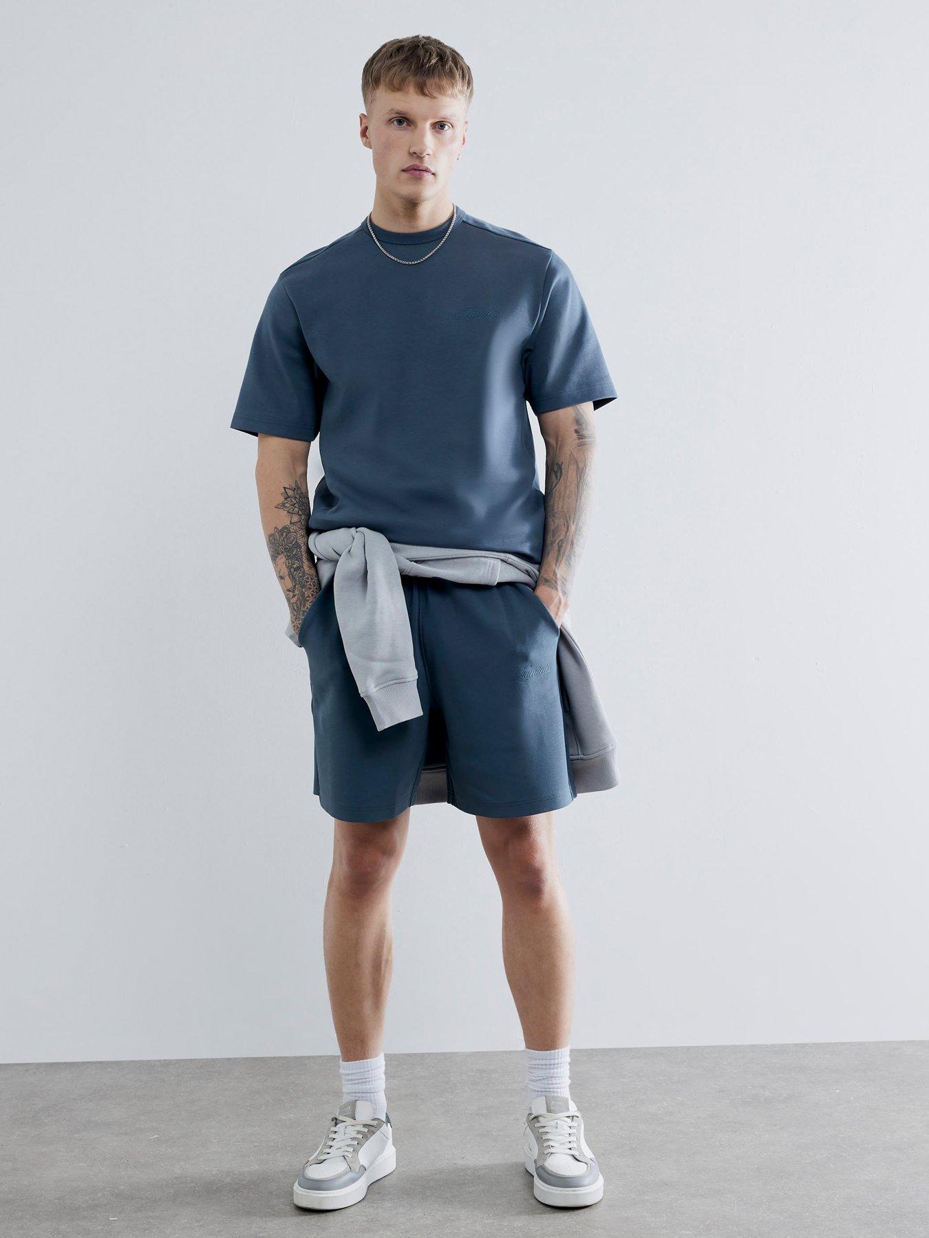 River Island Regular Fit Luminis Interlock Shorts - Dark Grey | Very