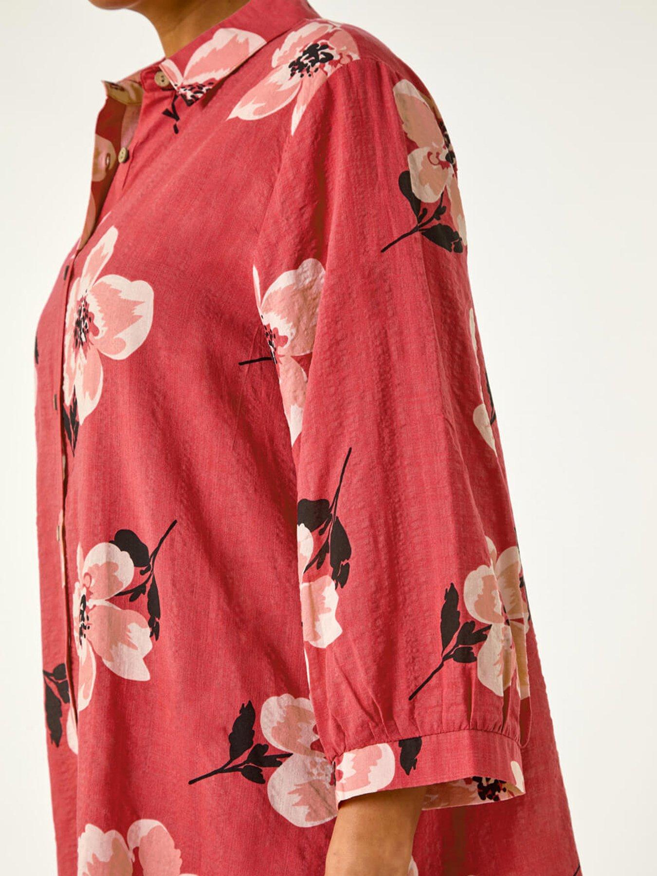 Roman Longline Floral Print Blouse - Red | Very