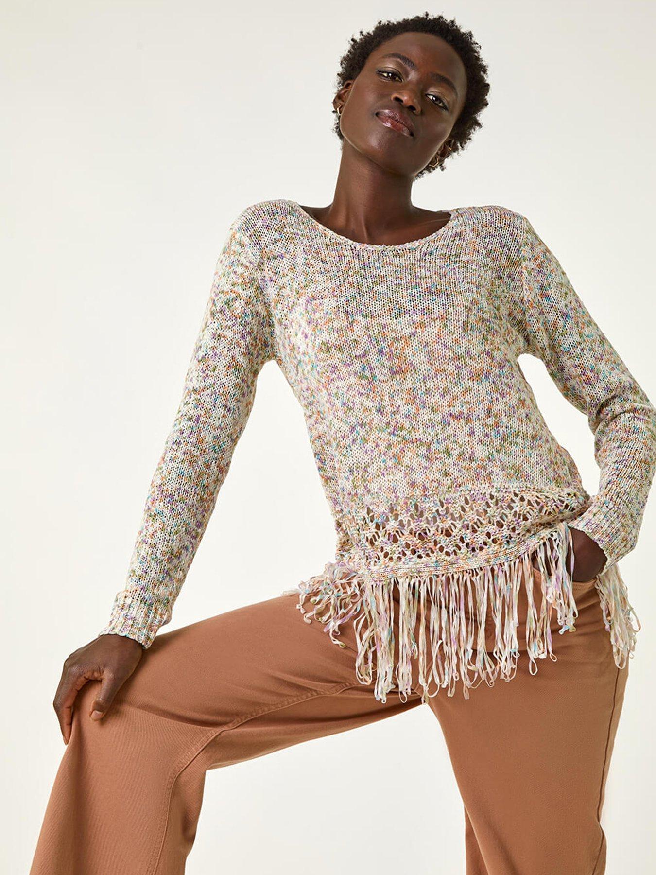 Roman Light Weight Fringe Hem Knitted Jumper - Multi | Very