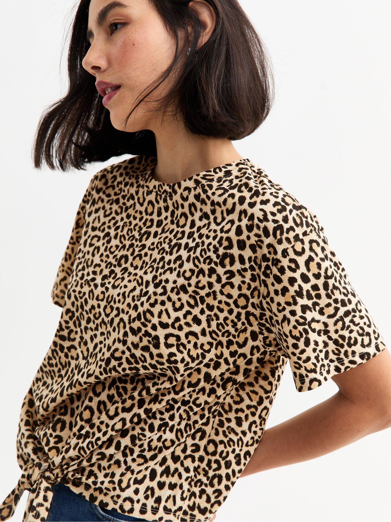 New Look Leopard Print Tie Front Top - Brown | Very