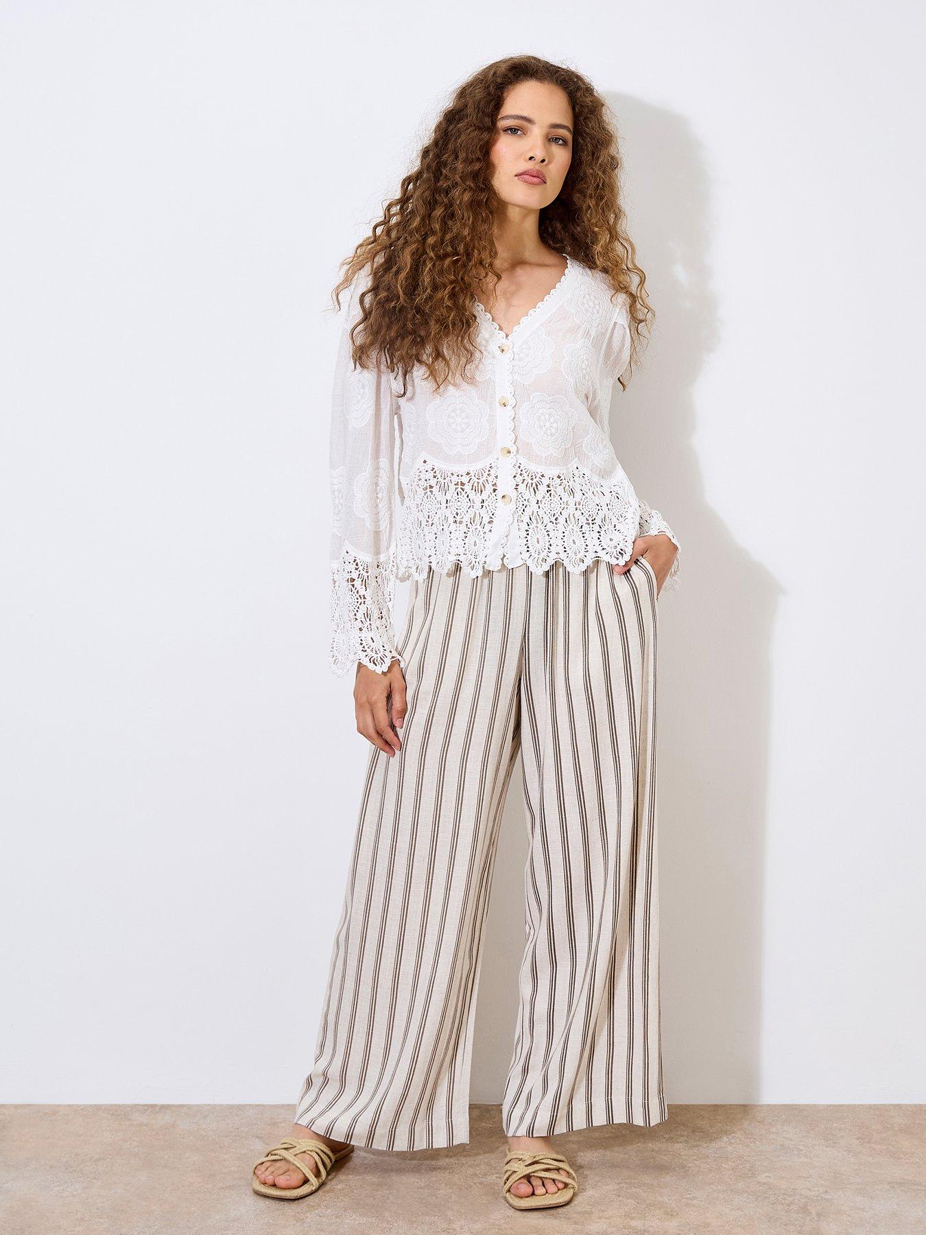 Apricot Embroidered Daisies Lace Hem Top - White | Very