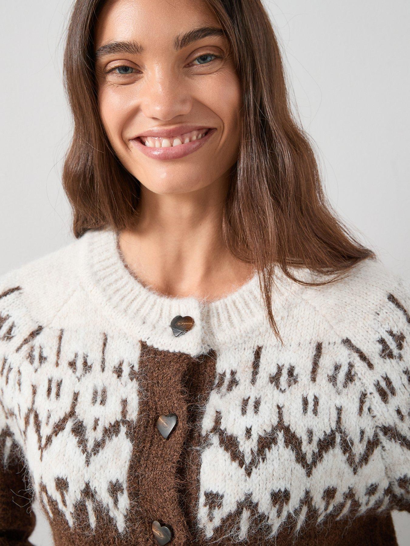 The Very Collection Crew Neck Fairisle Jacquard Cardigan With Wool ...