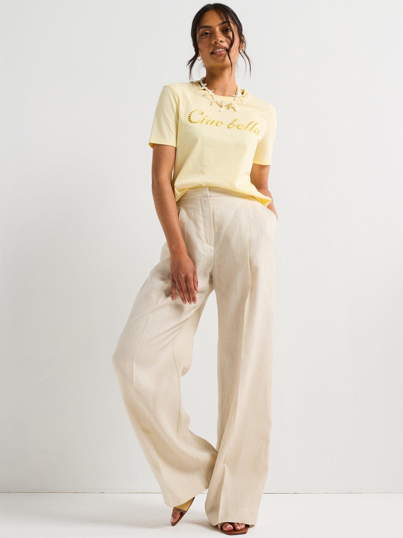V by Very Ciao Bella Cut Out T-shirt - Yellow | Very