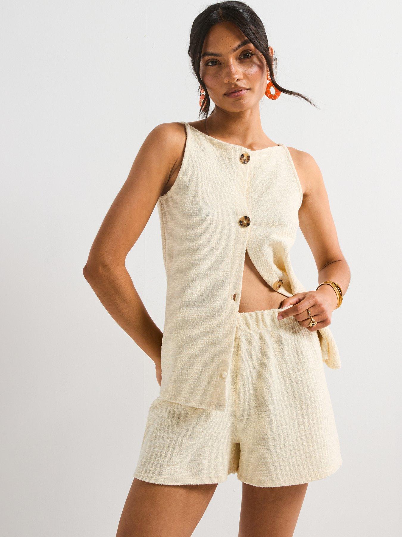 V by Very Shorts Co-Ord - Cream | Very