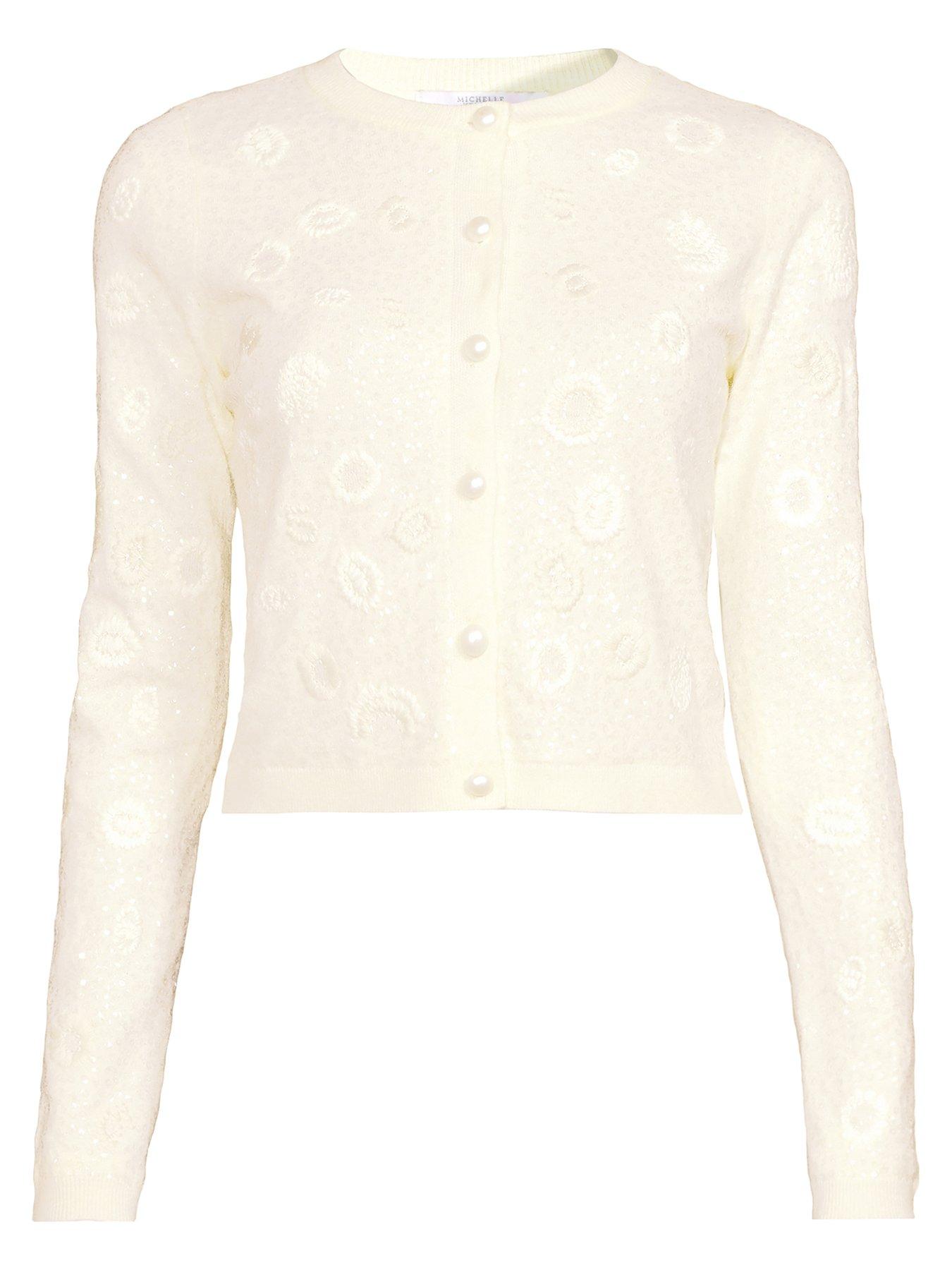 Michelle Keegan Hand Embellished Embroidery Cardigan - Cream | Very