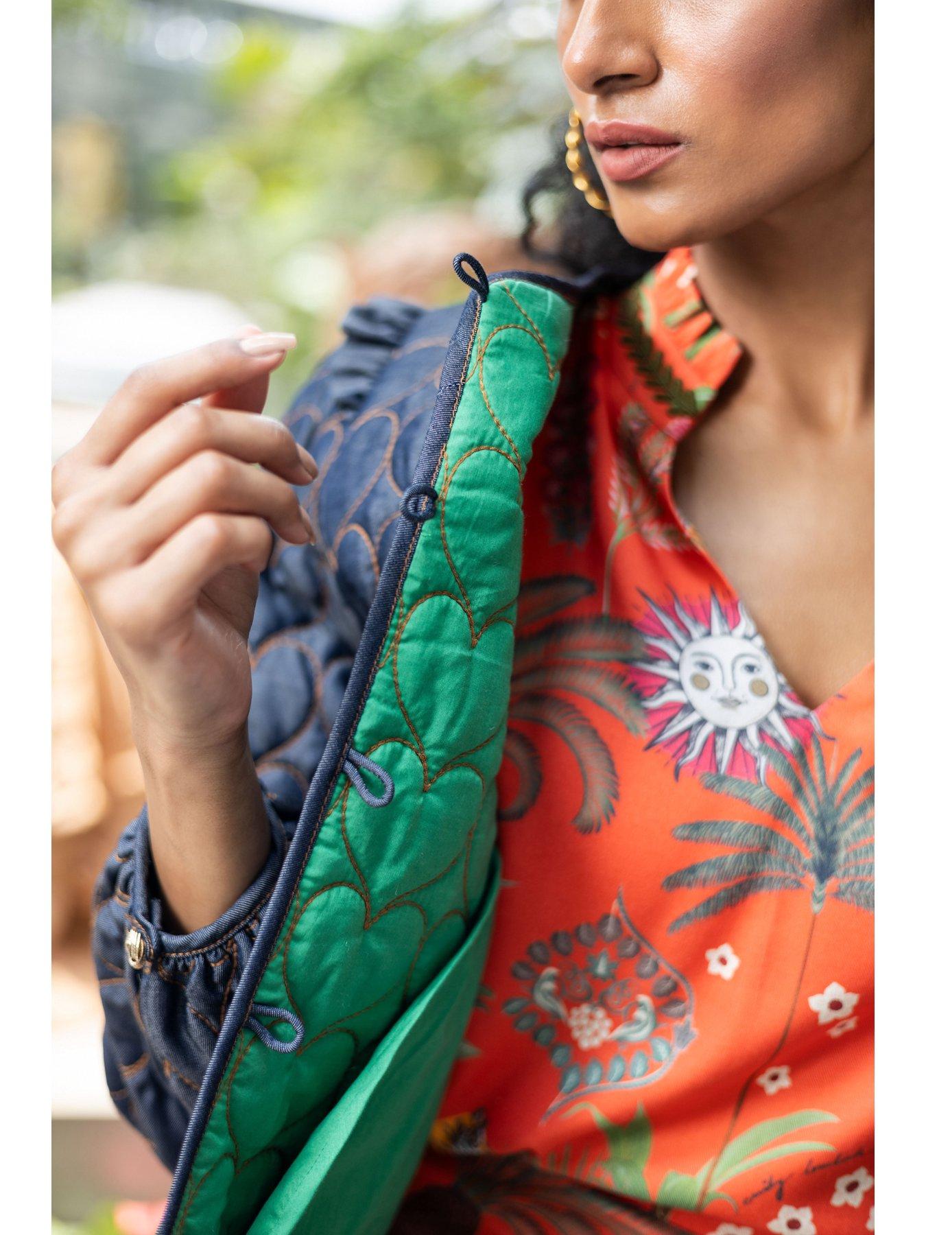 Emily Lovelock Brenda Heart Print Denim Jacket - Blue | Very