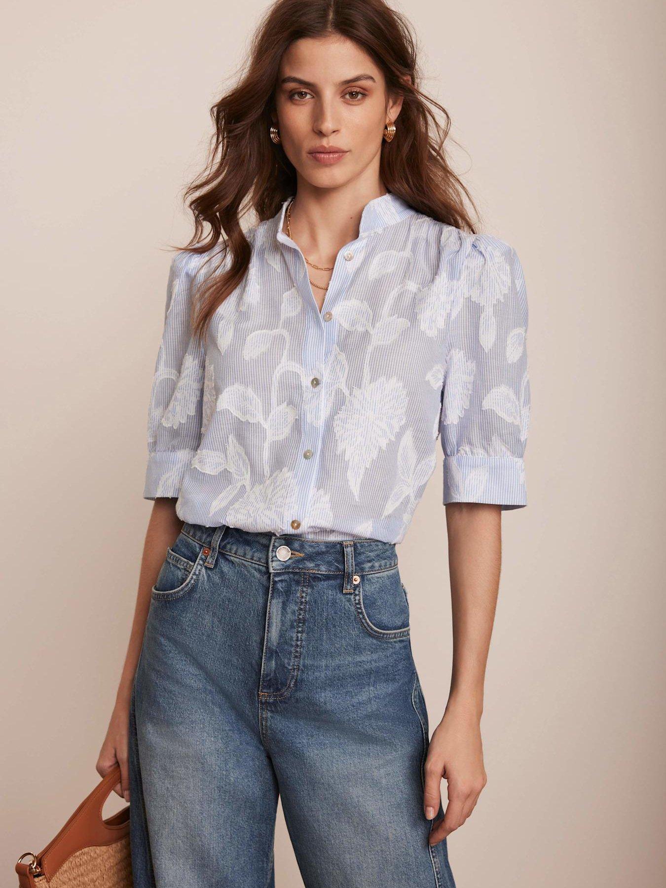Mint Velvet Striped Floral Blouse - Blue | Very