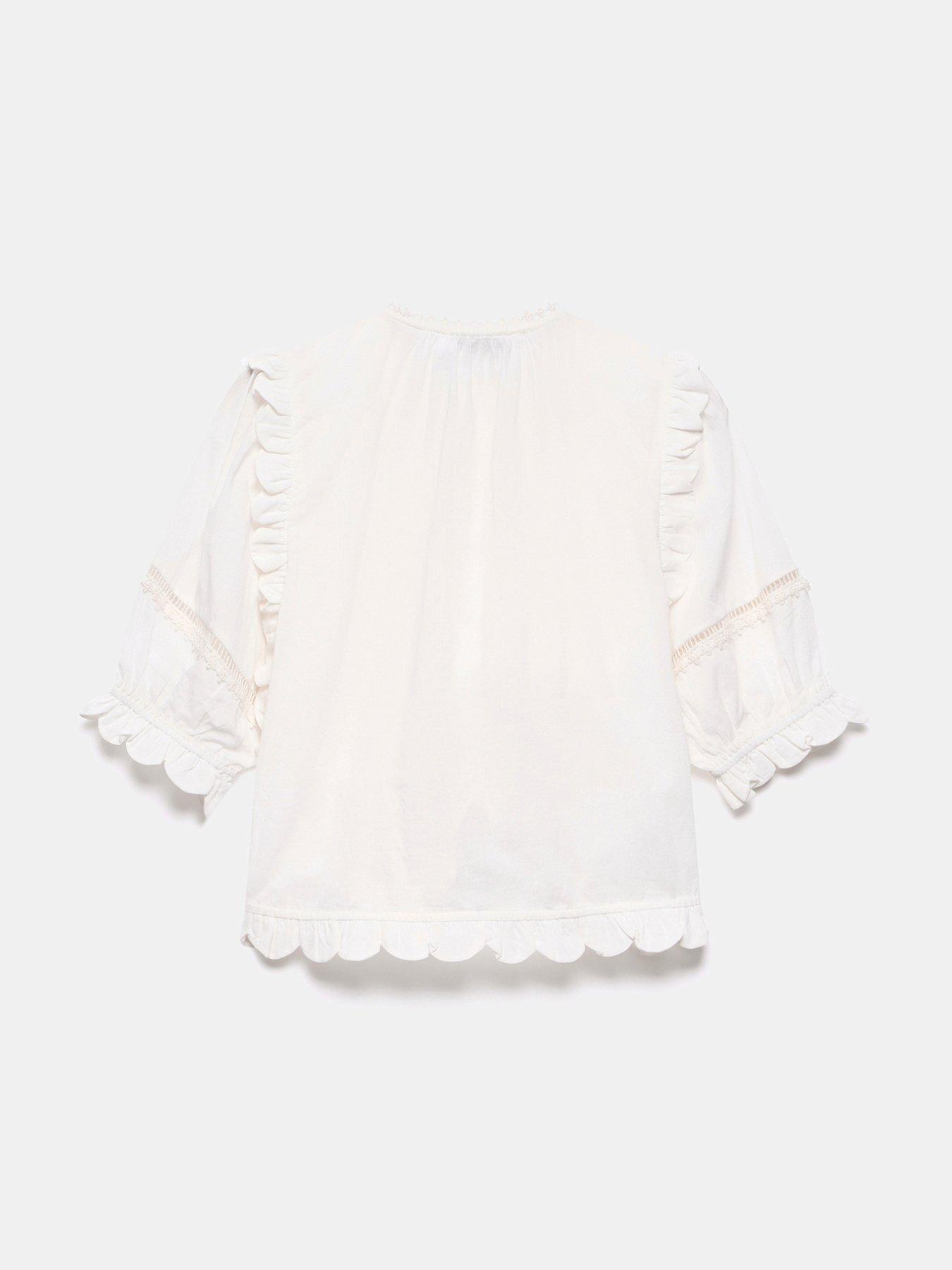 Mint Velvet White Ruffle Trim Cotton Top - Ivory | Very