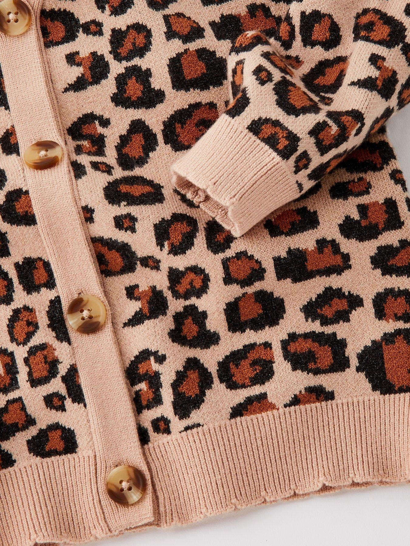 Mini V by Very Girls Leopard Print Frill Shoulder Cardigan - Multi | Very