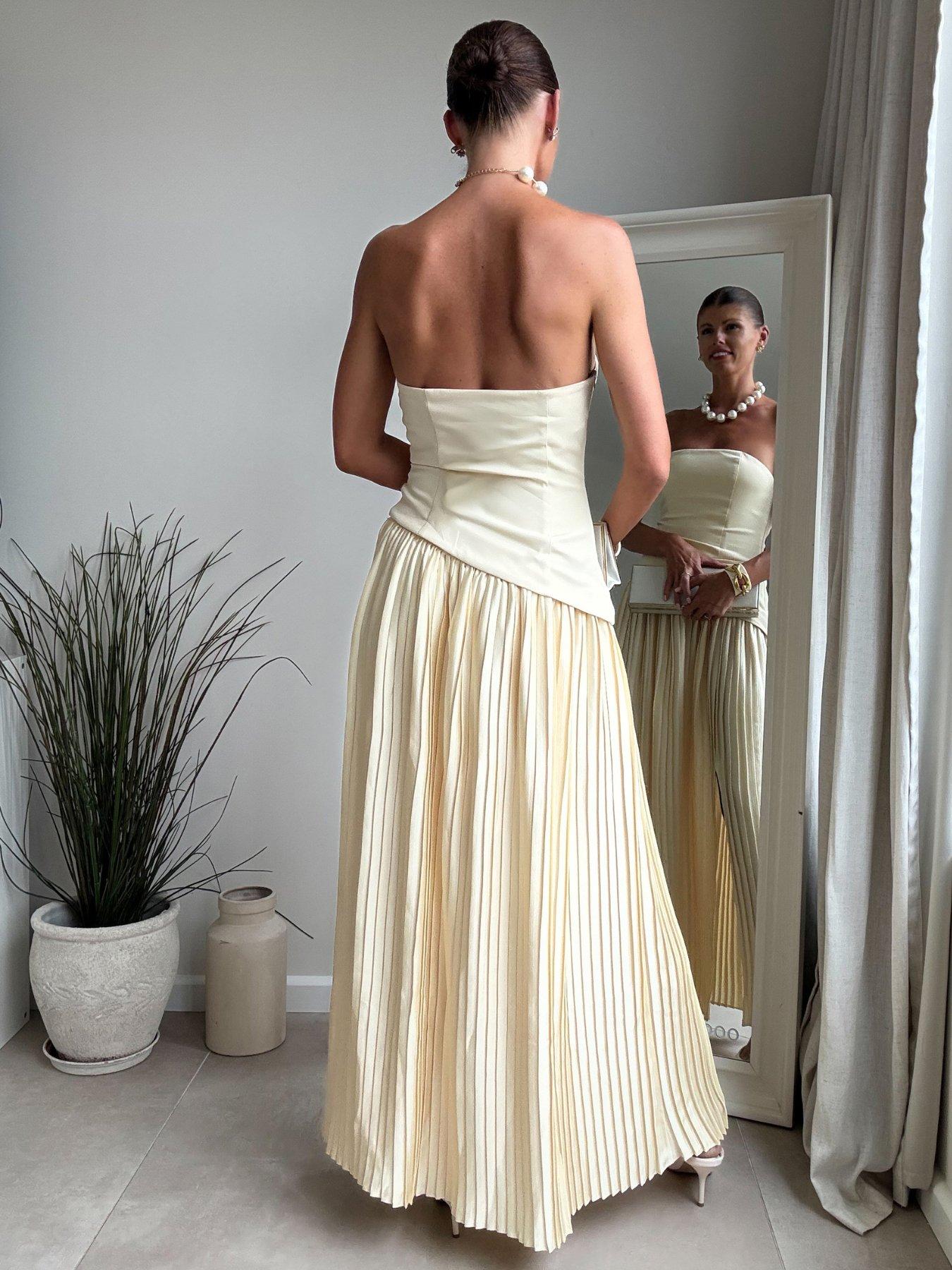 Style Cheat Pleat Bandeau Dress - Yellow | Very