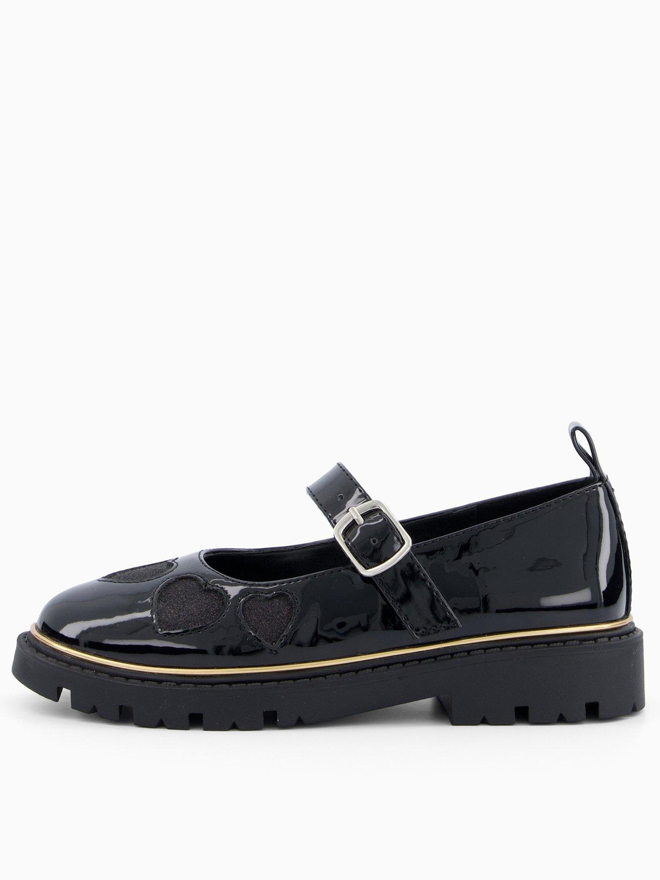 The Very Collection Older Girls Heart Mary Jane School Shoes - Black | Very