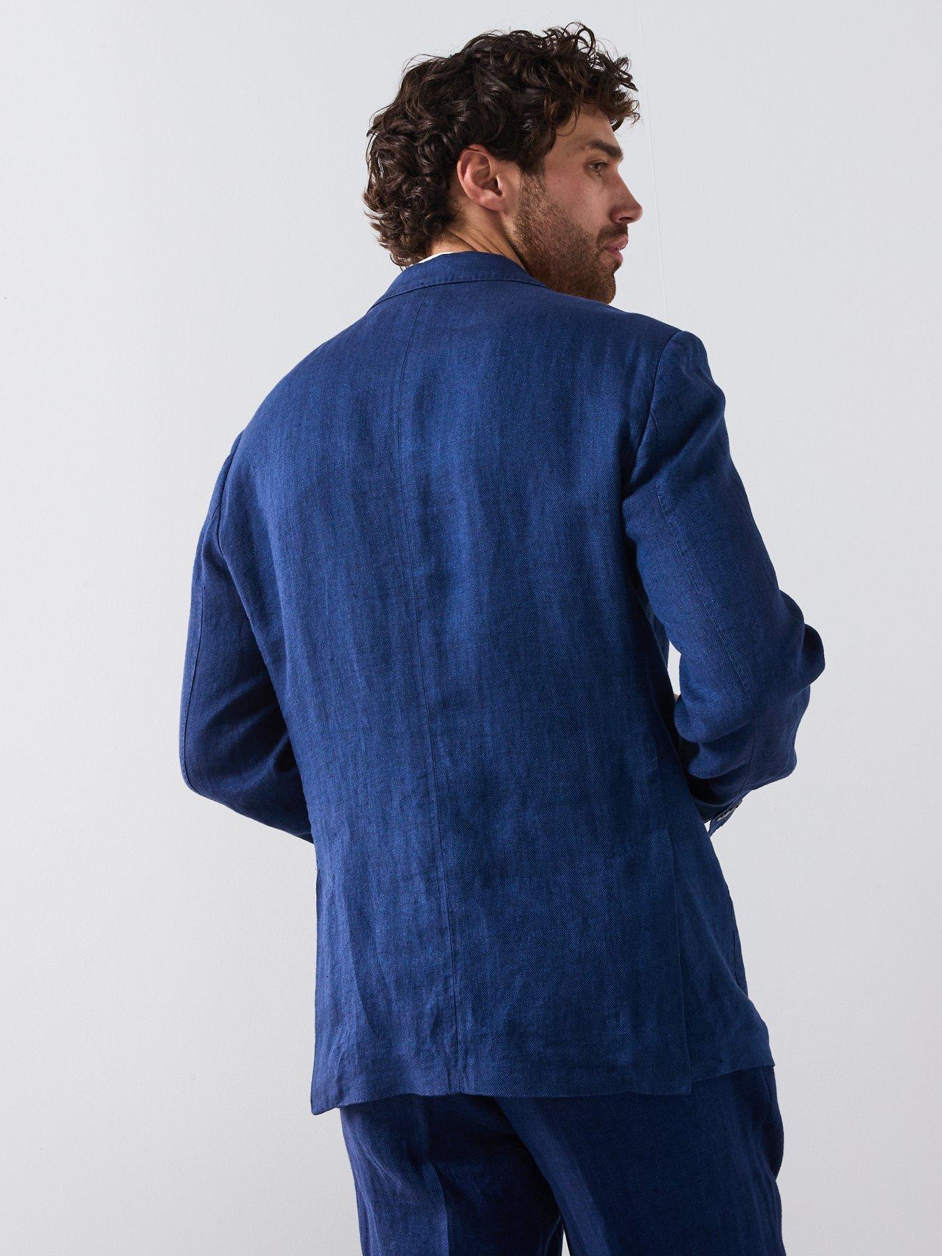 Mango Salerno Smart Slim Fit Linen Suit Jacket - Blue | Very