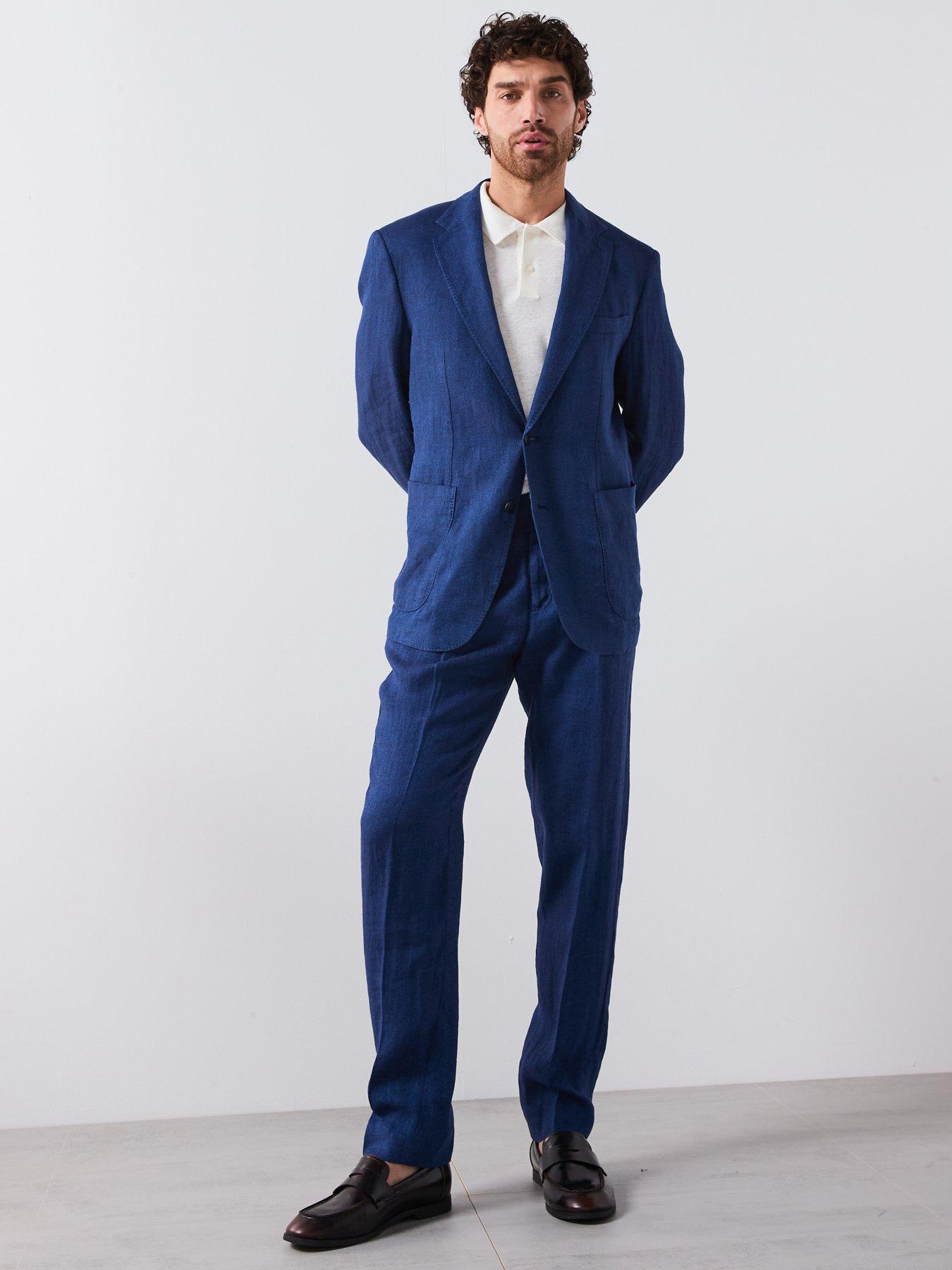 Mango Salerno Smart Slim Fit Linen Suit Jacket - Blue | Very