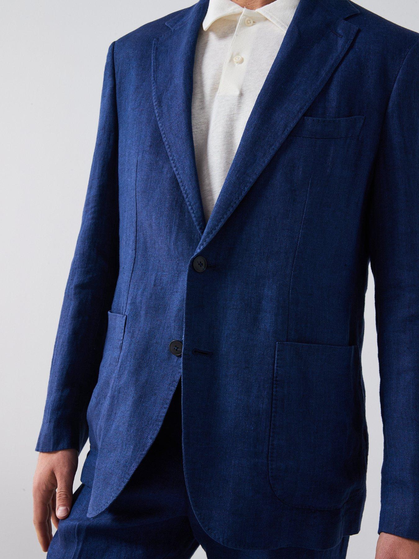 Mango Salerno Smart Slim Fit Linen Suit Jacket - Blue | Very
