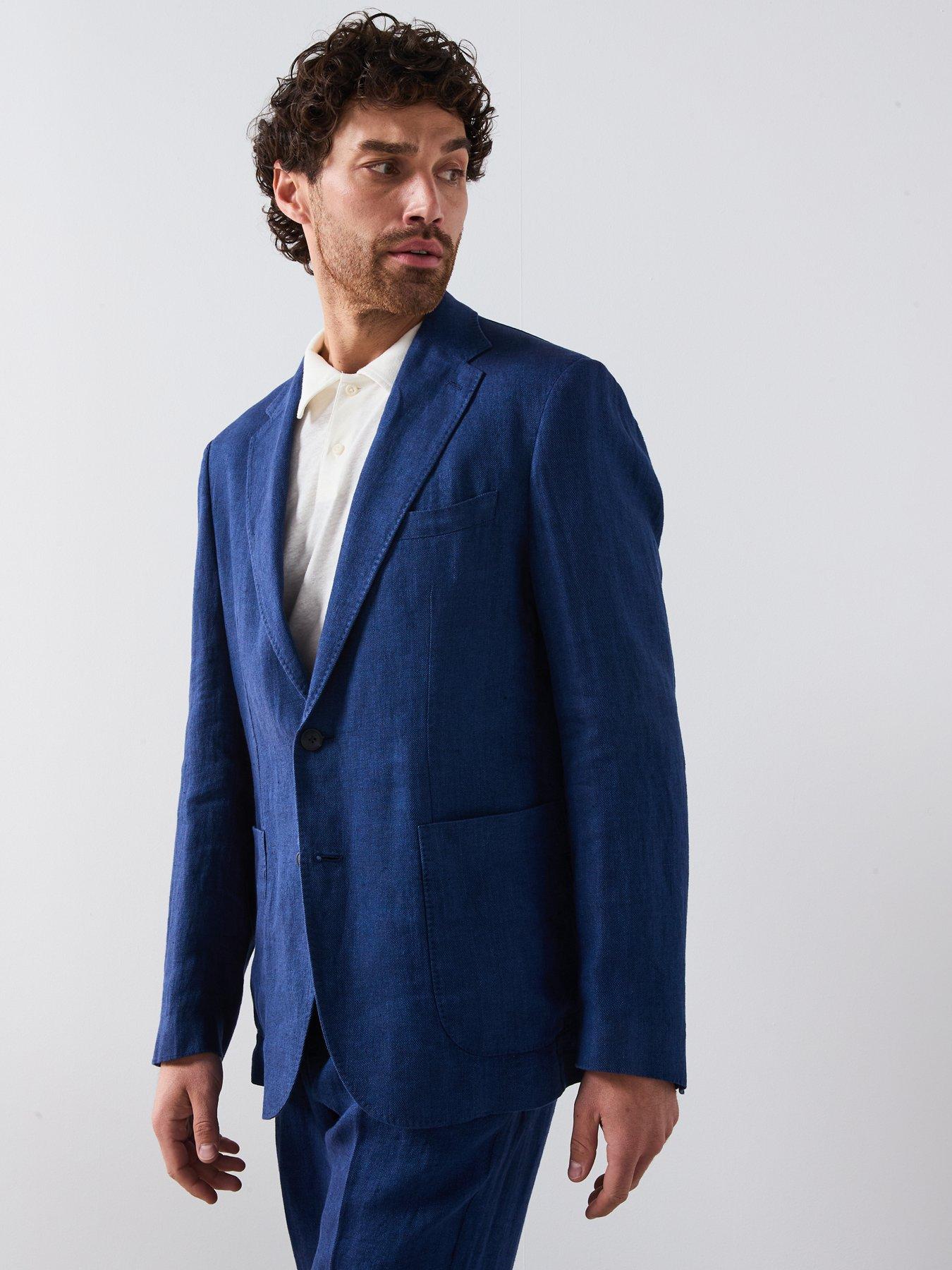 Mango Salerno Smart Slim Fit Linen Suit Jacket - Blue | Very