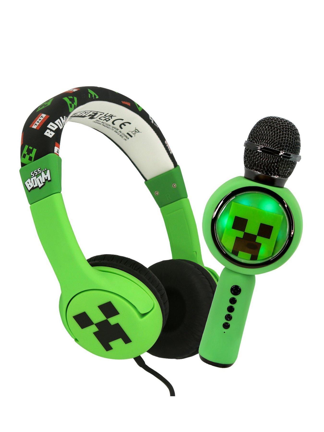 Minecraft Headphones and Karaoke Microphone with Wireless Speaker and ...