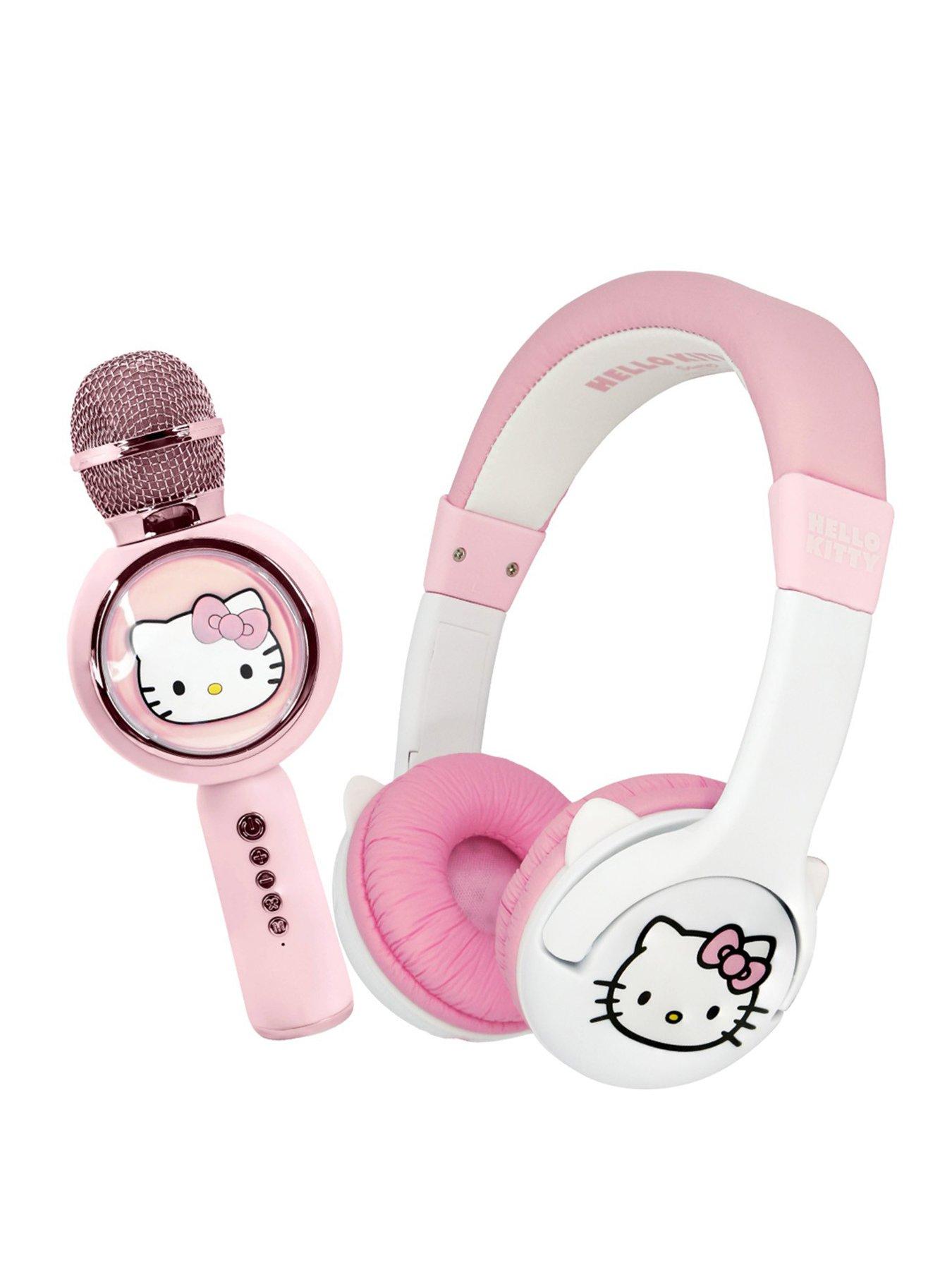 Hello Kitty Rubber ear Headphones and Karaoke Microphone with Wireless ...