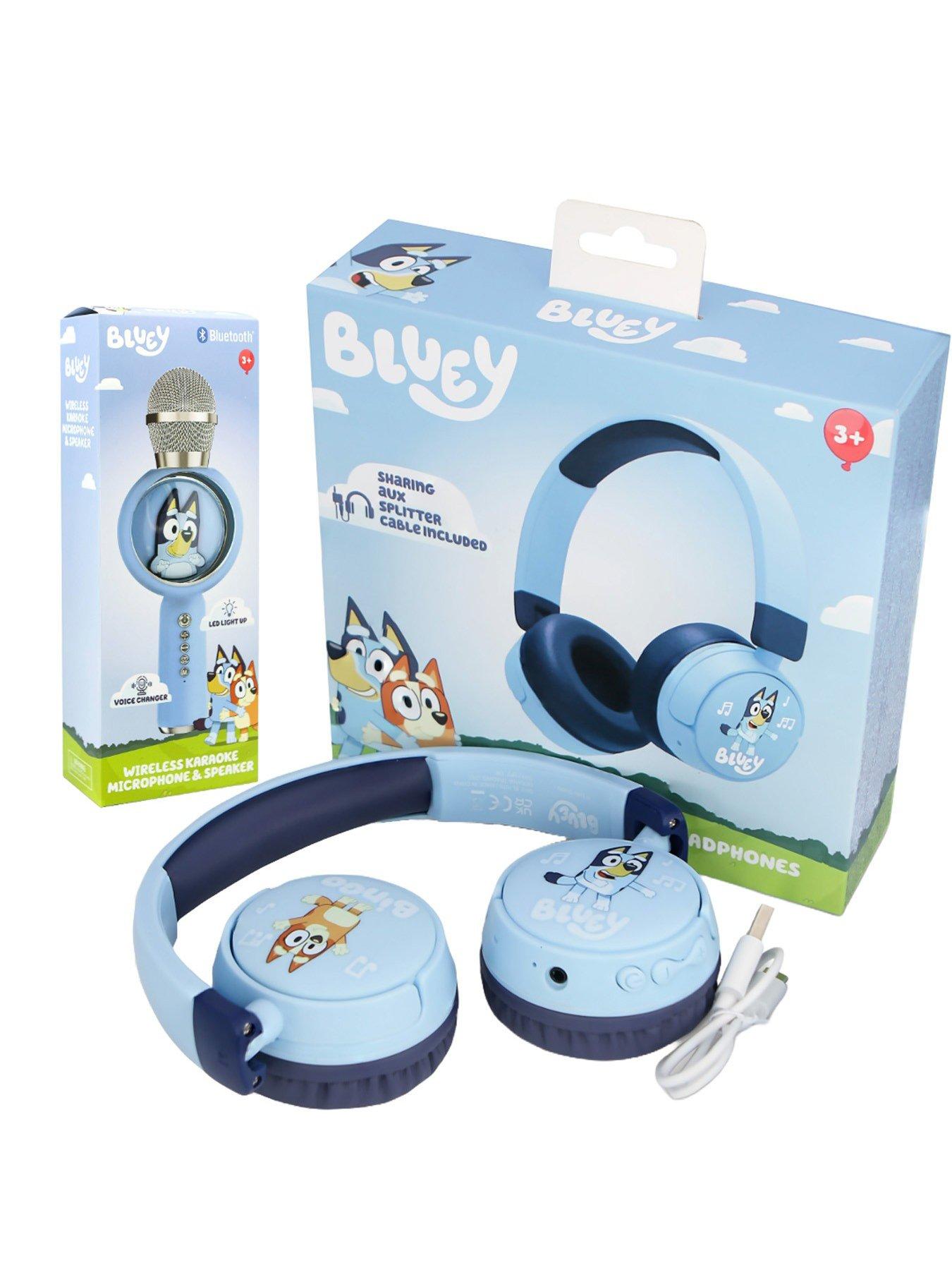 Bluey Wireless Headphones and Microphone with Wireless Speaker and LED ...