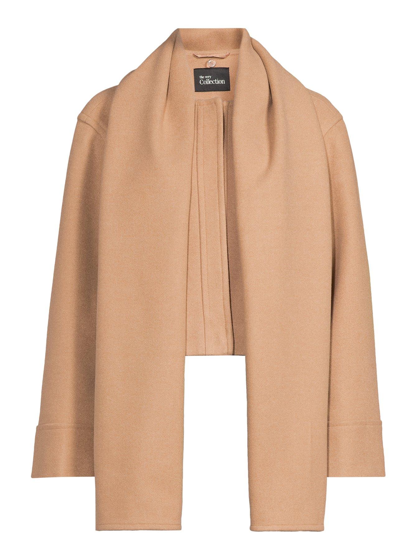 The Very Collection Short Scarf Coat - Light Brown | Very