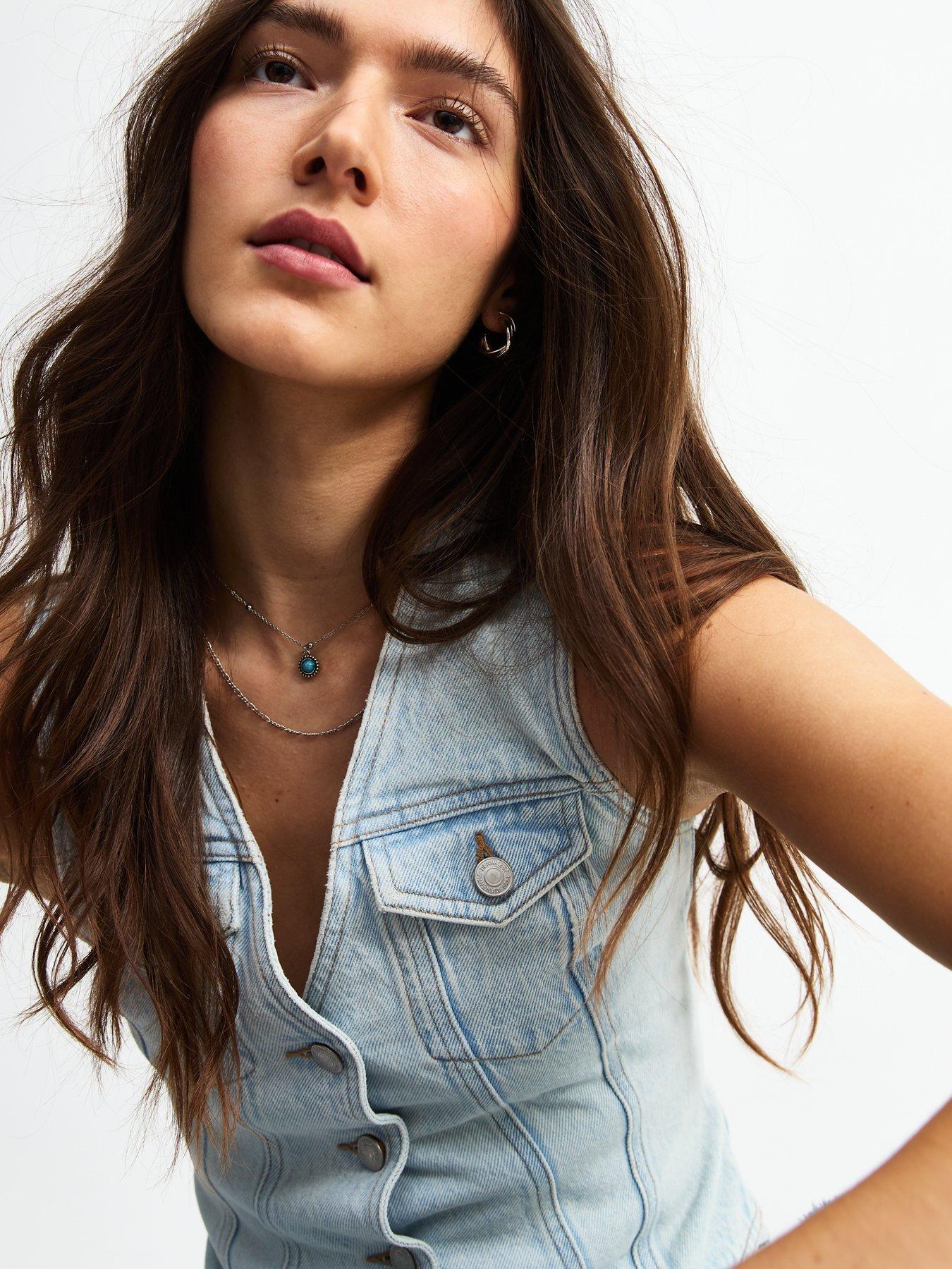 New Look Light Blue Denim Buttoned Waistcoat | Very