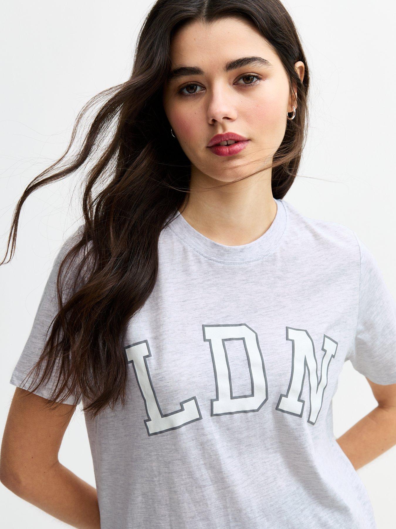New Look LDN Print Jersey T-Shirt - Light Grey | Very