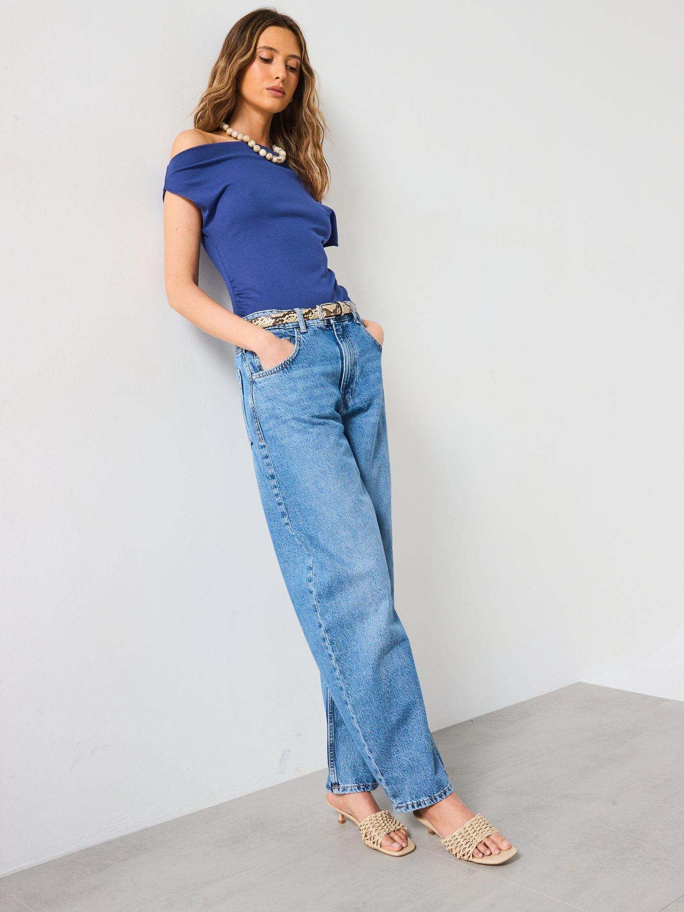 Mango Asymmetrical Draped Top - Blue | Very