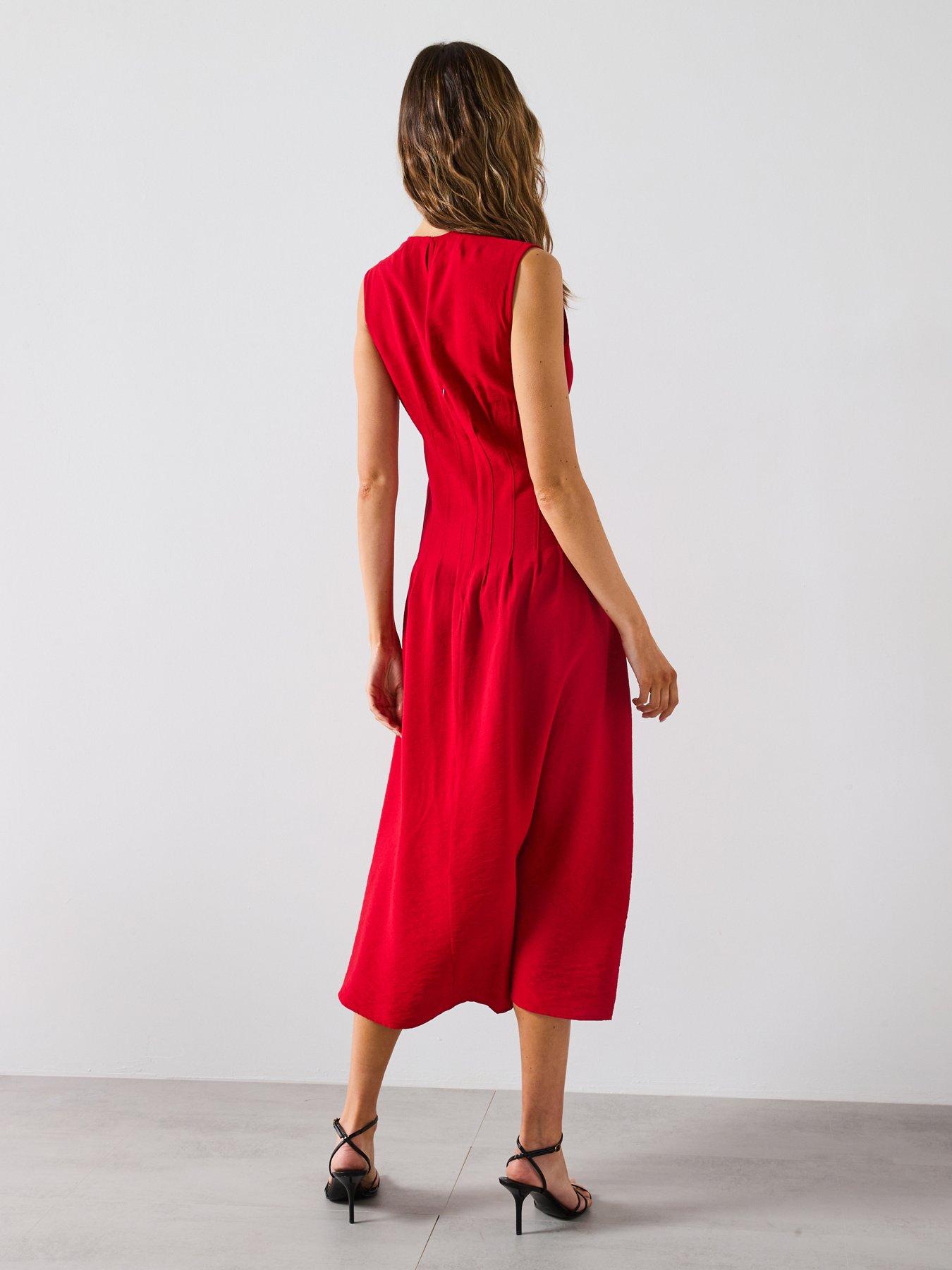 Mango Straight Panel Dress With Darts - Red | Very
