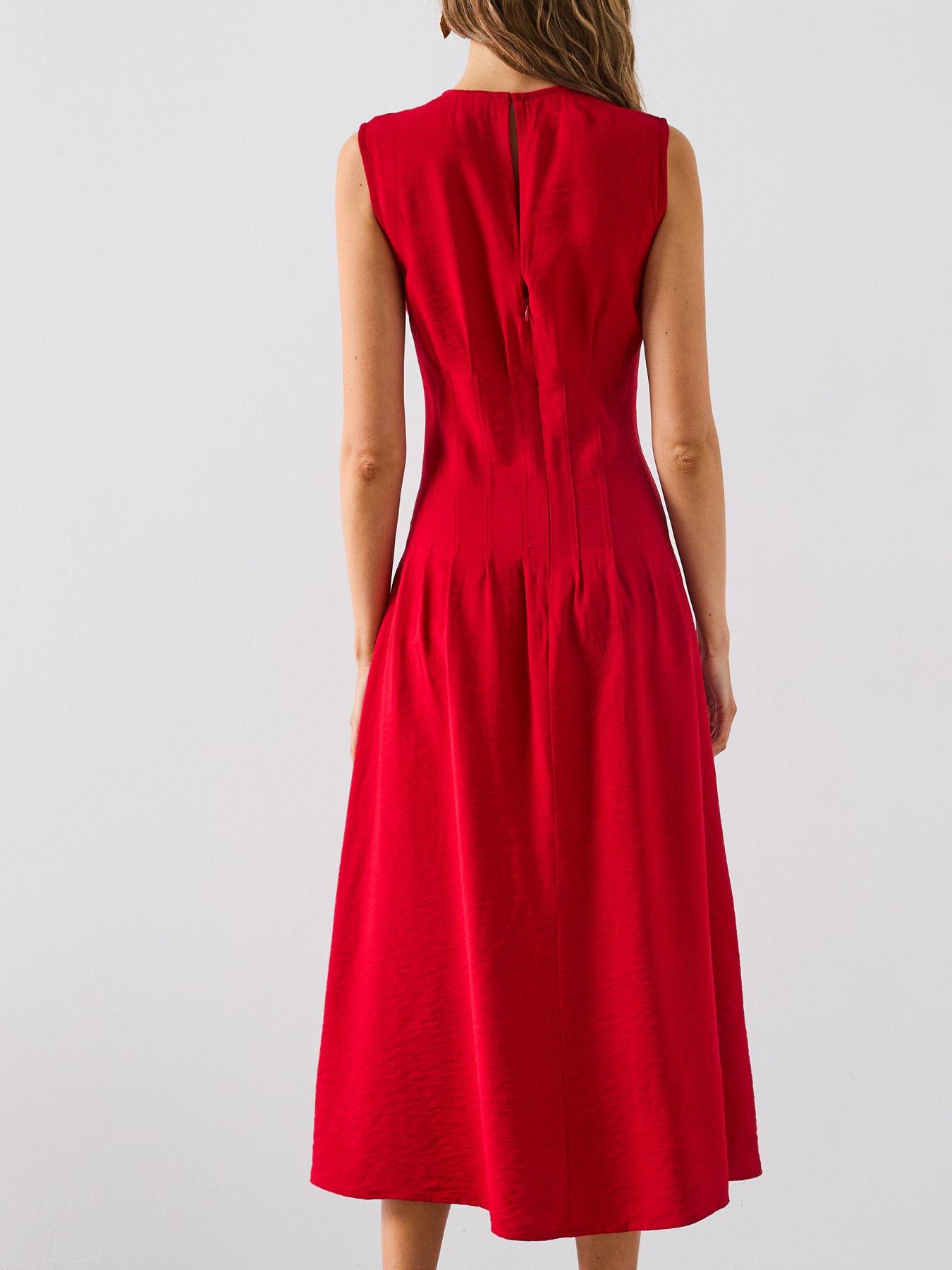 Mango Straight Panel Dress With Darts - Red | Very