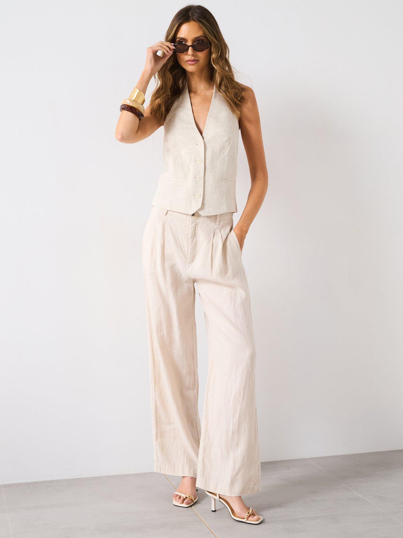 Mango Linen Suit Waistcoat - Brown | Very