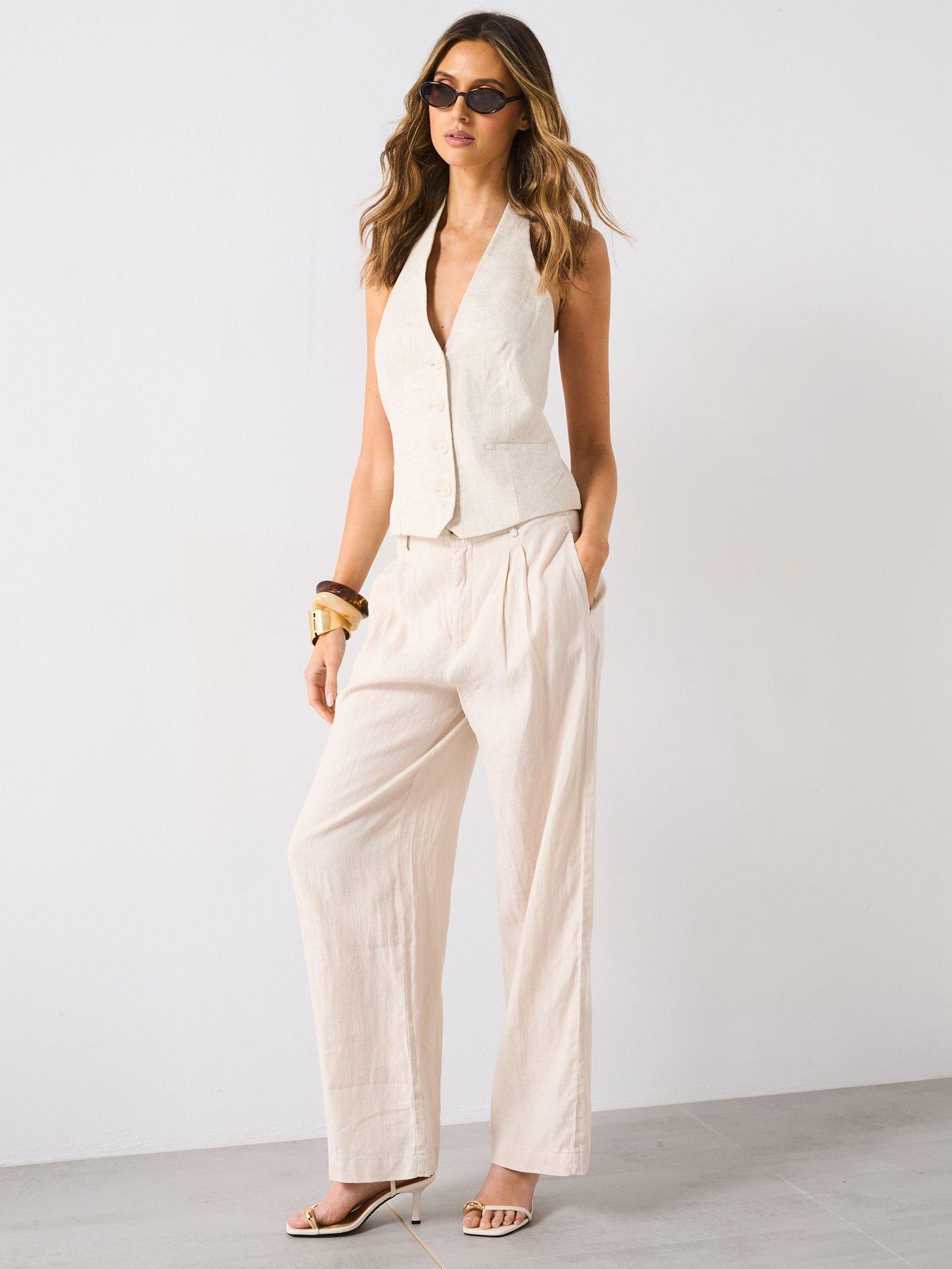 Mango Linen Suit Waistcoat - Brown | Very