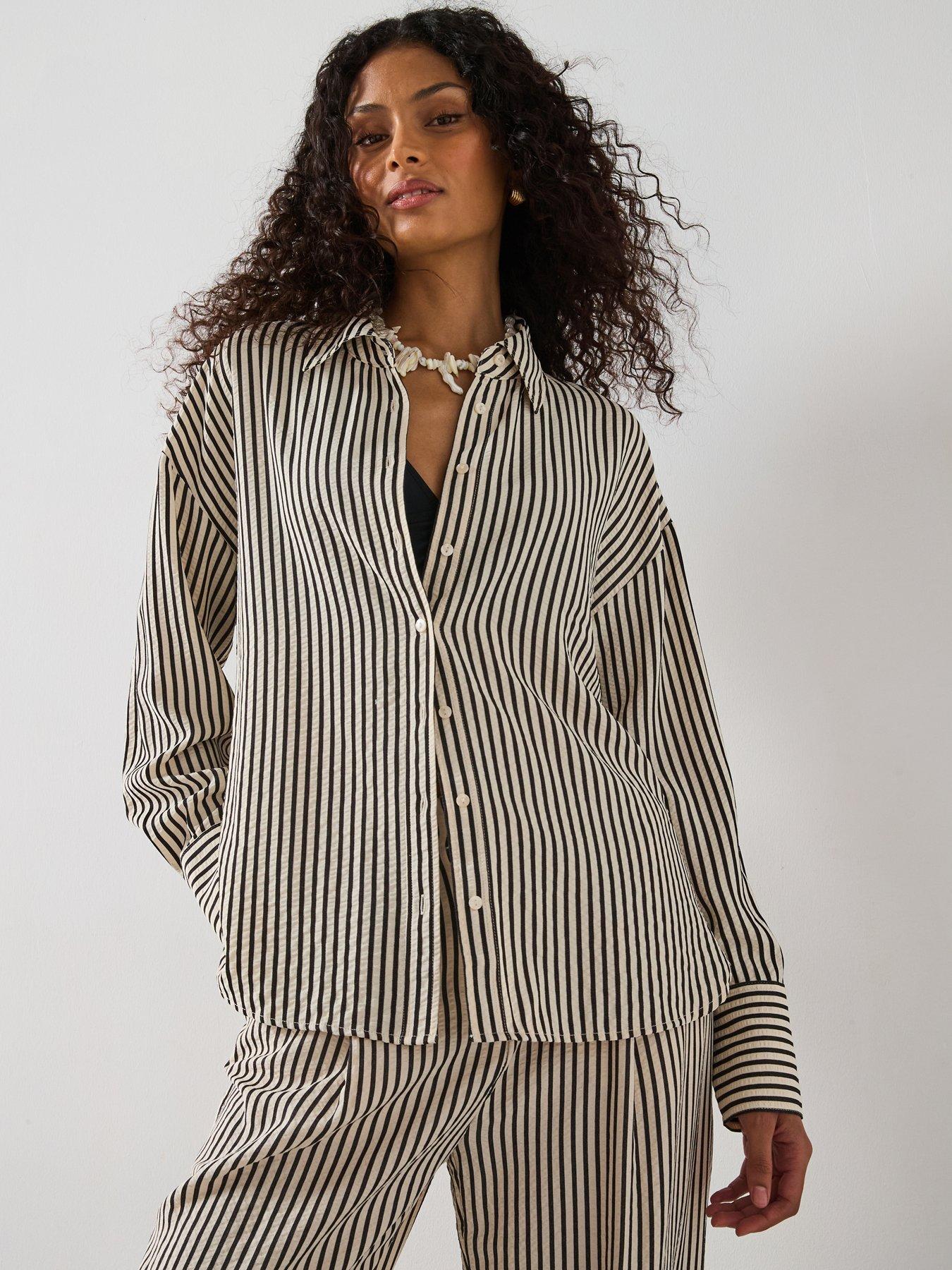 Mango Striped Textured Shirt - Cream | Very