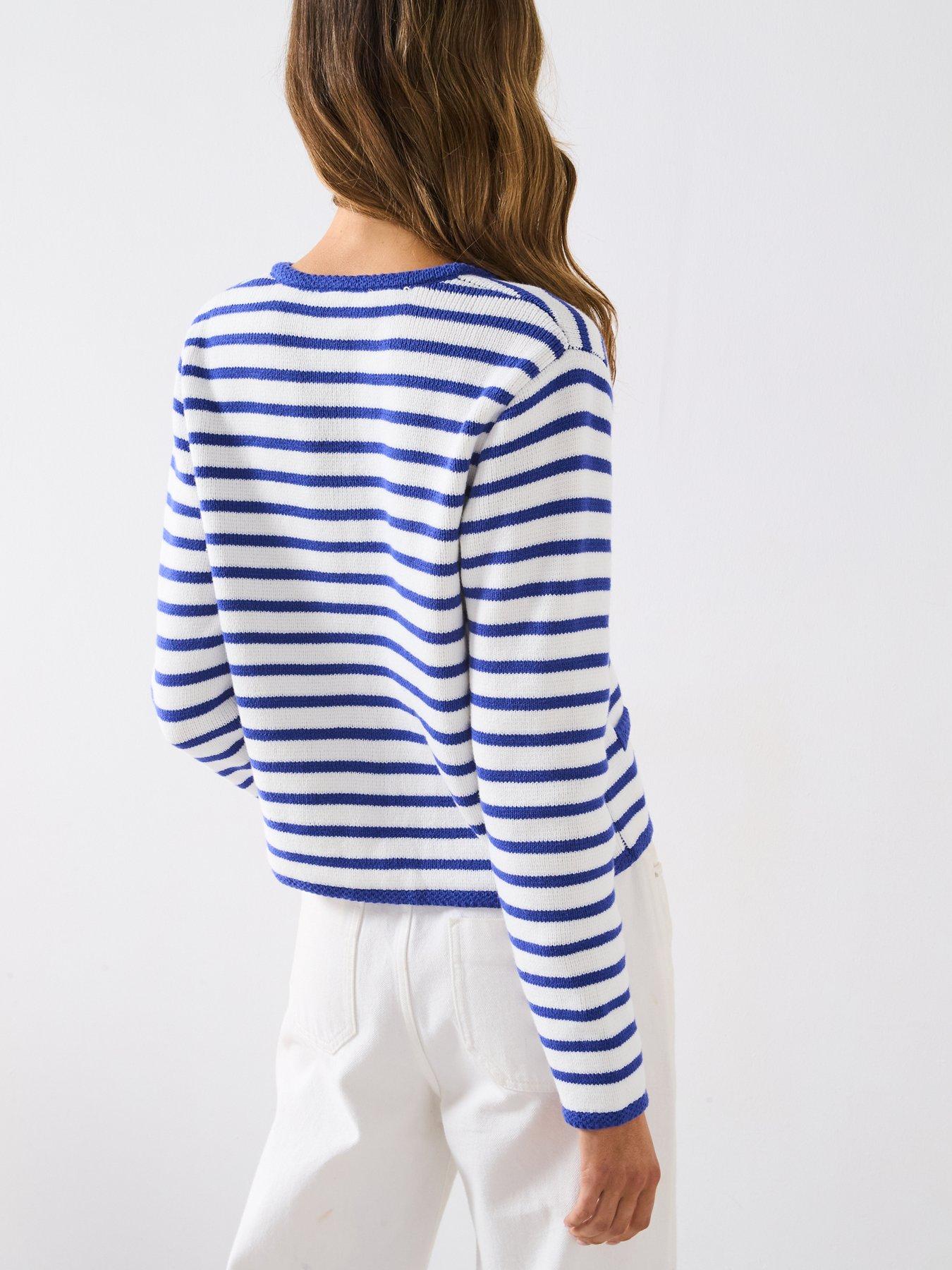 Mango Stripped Knit Cardigan - Blue/White | Very