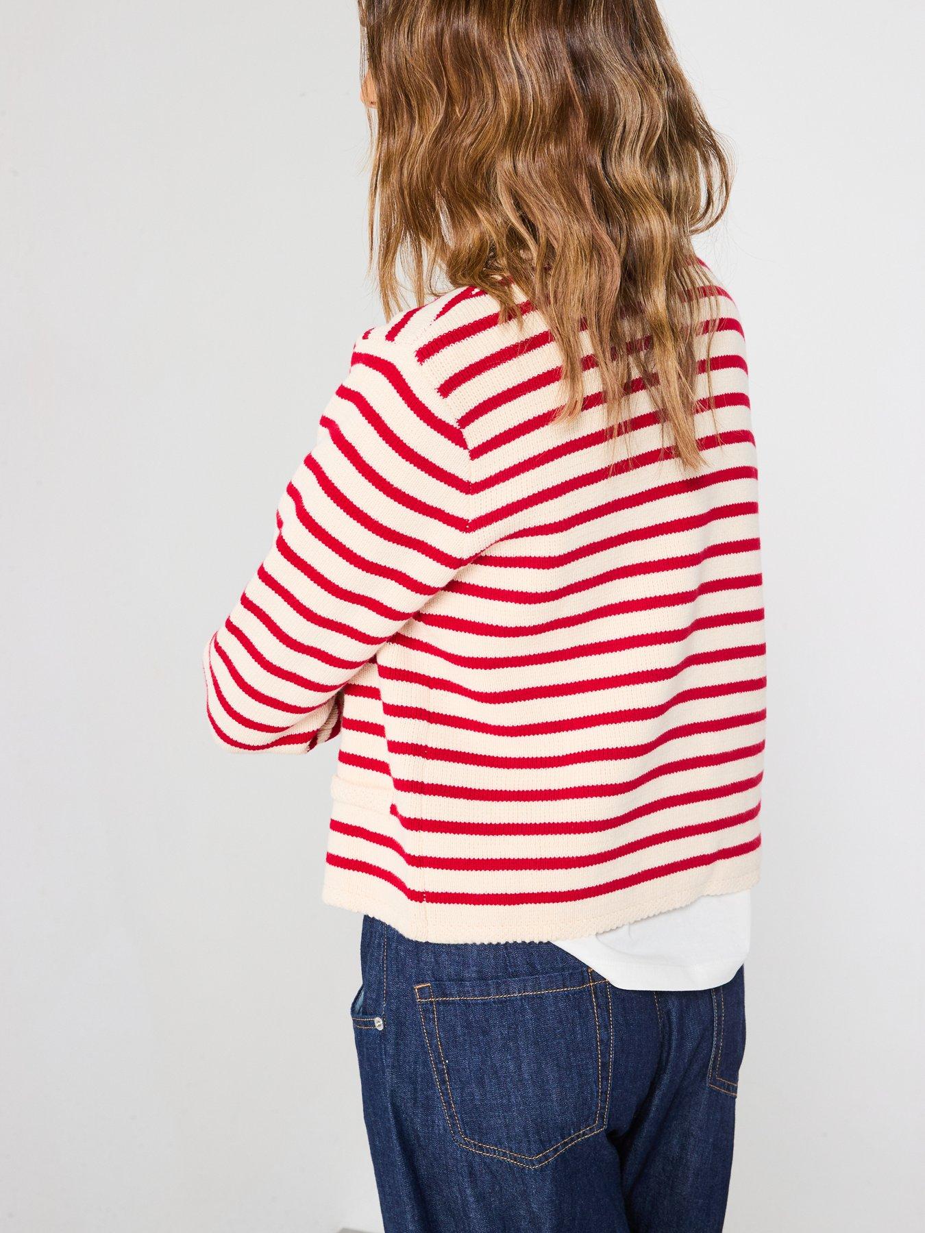 Mango Stripped Knit Cardigan - Red | Very